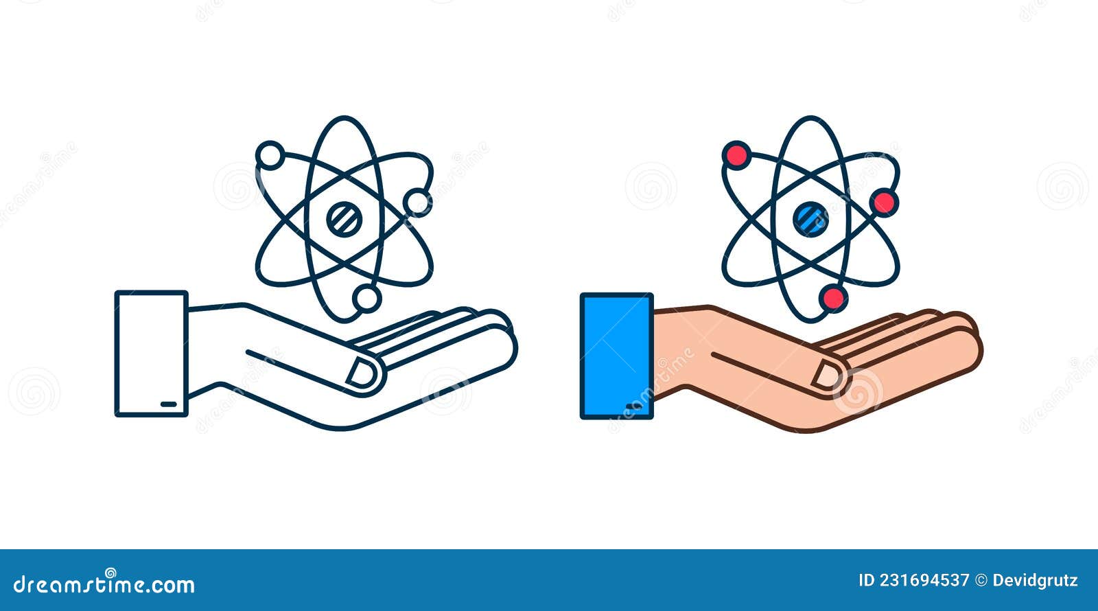 Atom Icon Over Hands Vector, Atom Symbols on White Background. Stock ...