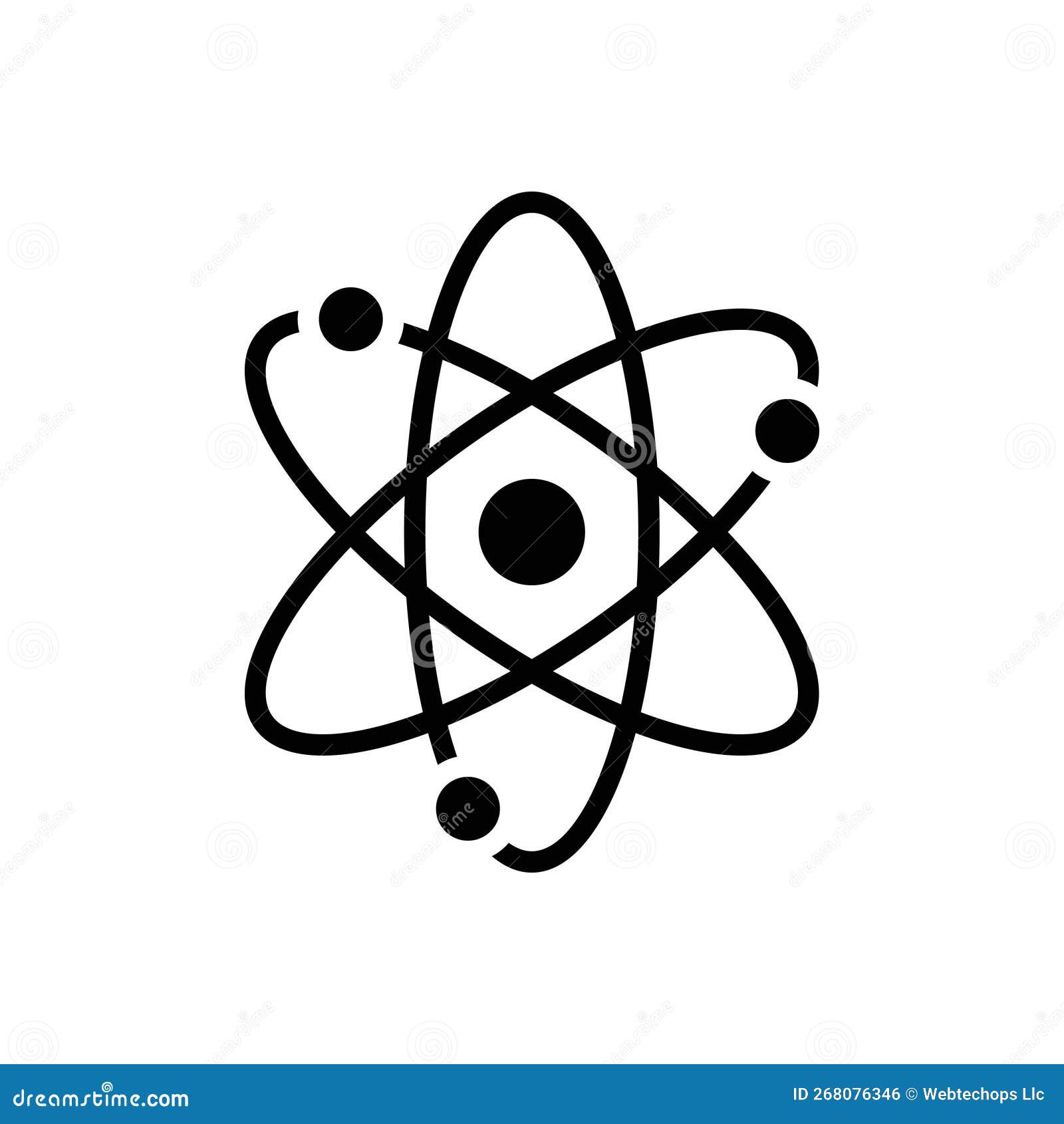 Black Solid Icon for Atom, Particle and Molecule Stock Illustration ...