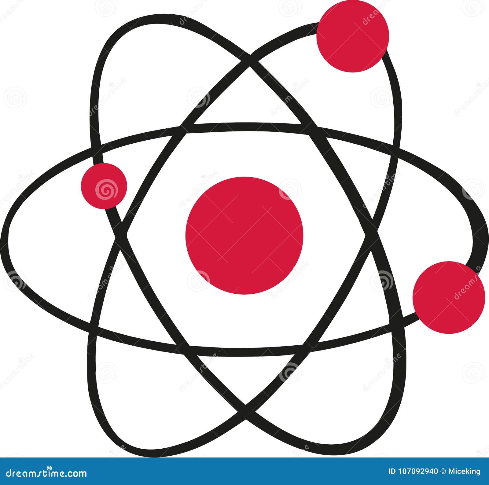 Atom icon with red atoms stock vector. Illustration of molecule - 107092940