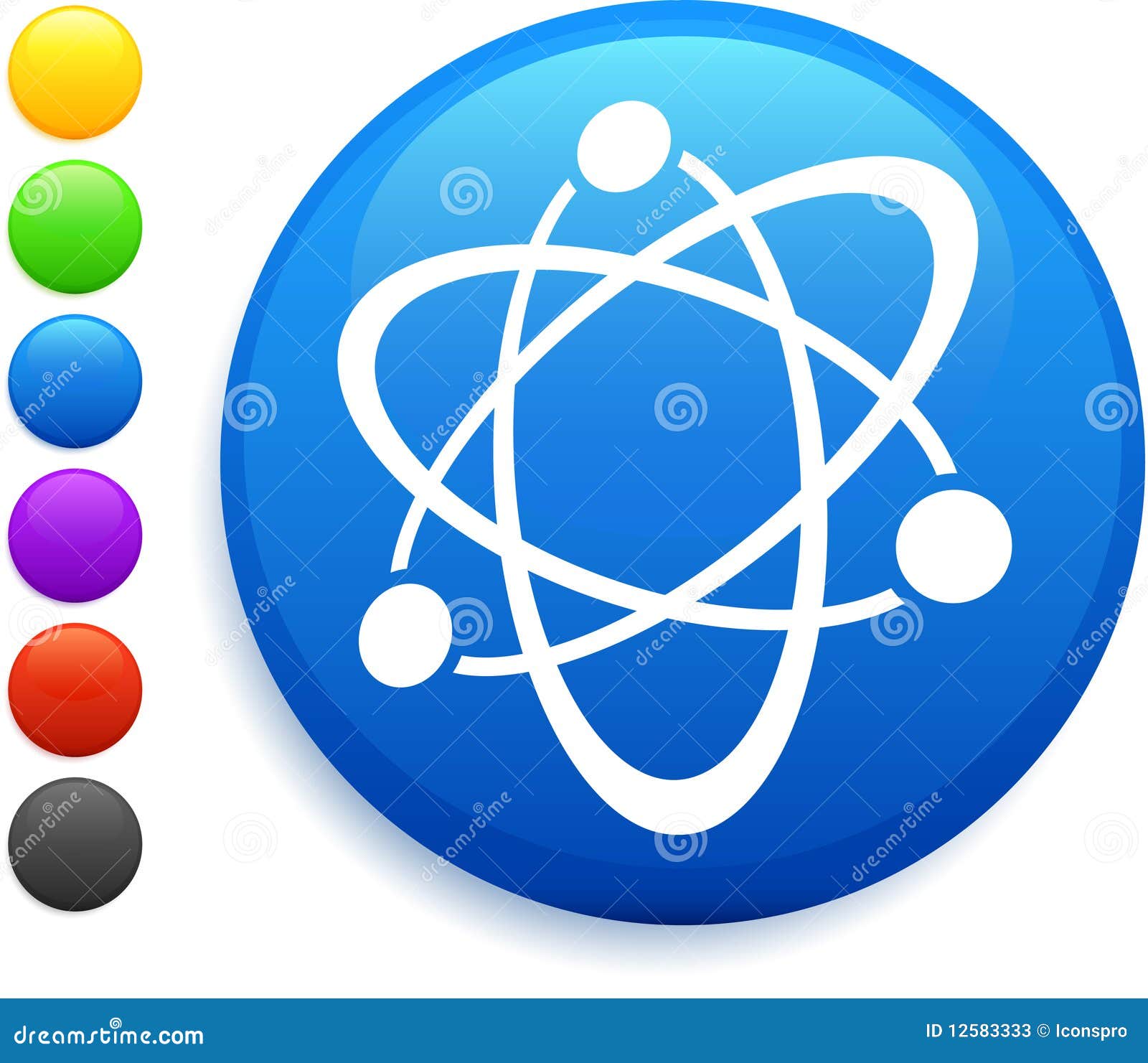 Atom Icon on Round Internet Button Stock Illustration - Illustration of ...