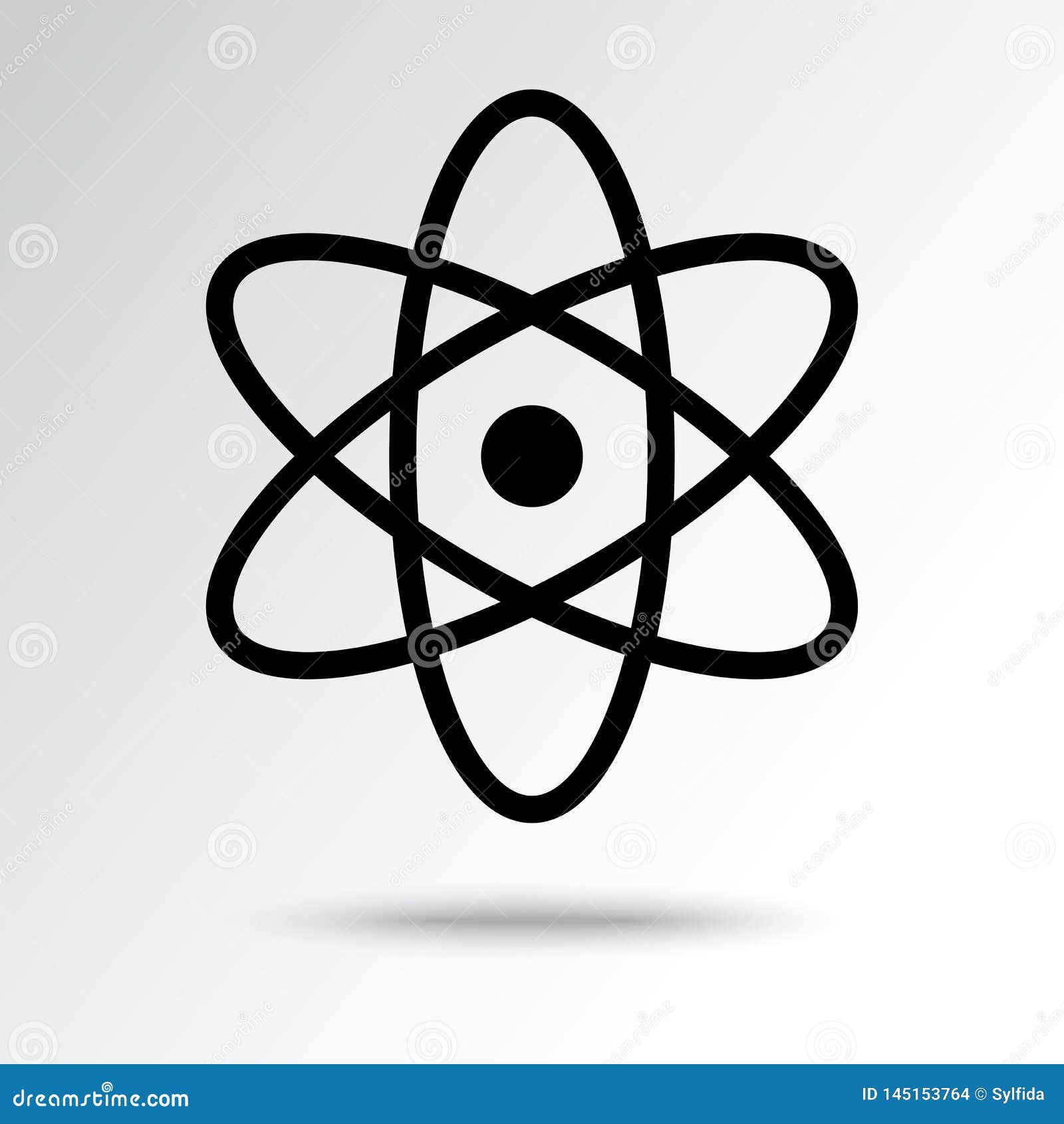 Atom Icon with Shadow. Vector Illustration Stock Illustration ...