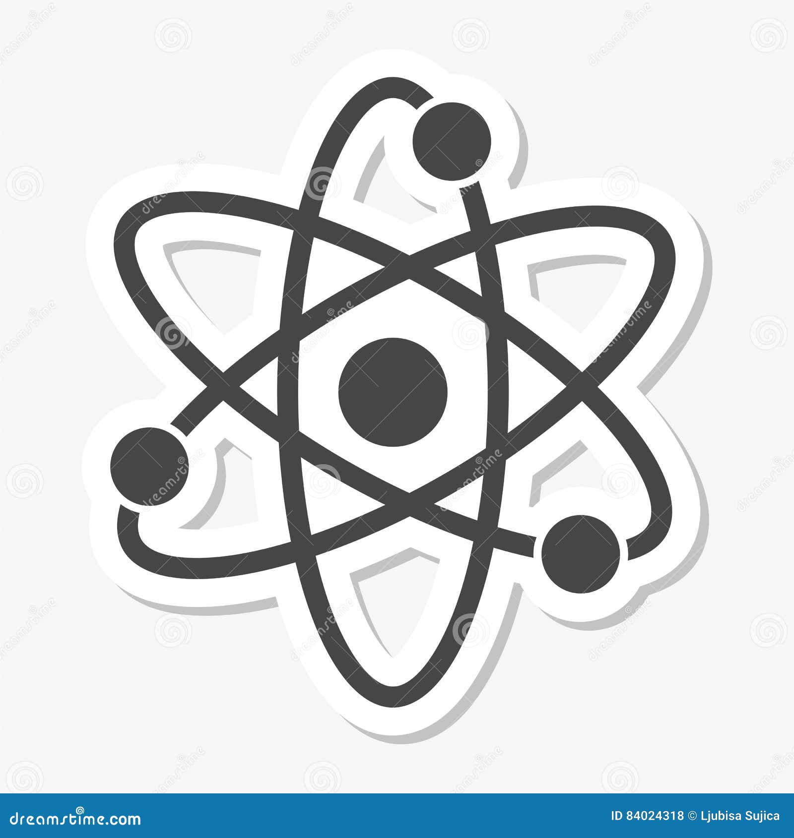 Atom icon sticker stock illustration. Illustration of element - 84024318