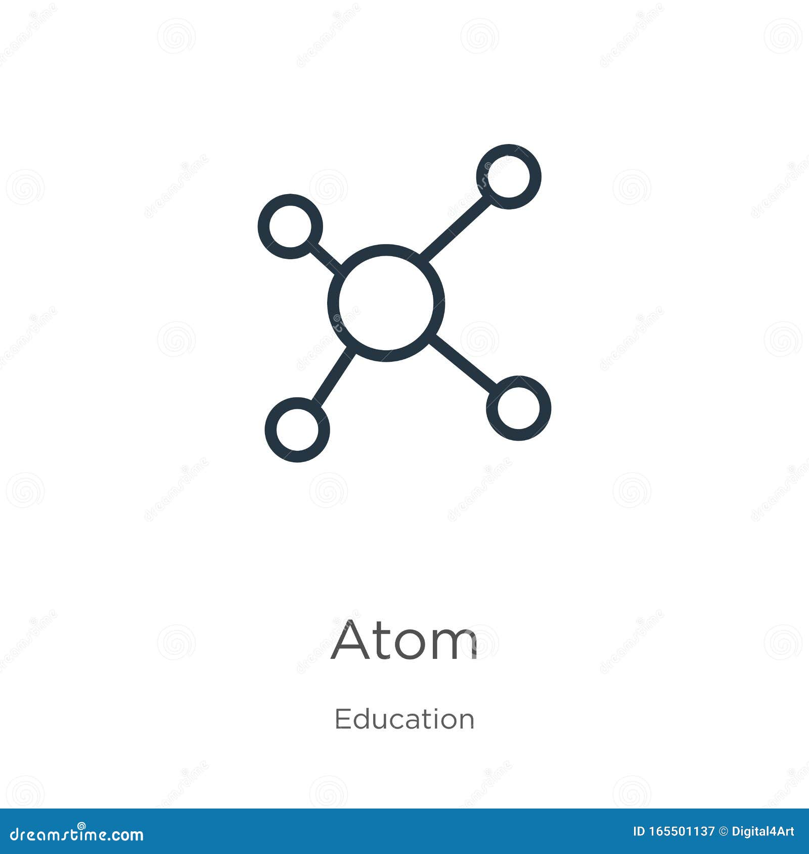 Atom Icon. Thin Linear Atom Outline Icon Isolated on White Background ...