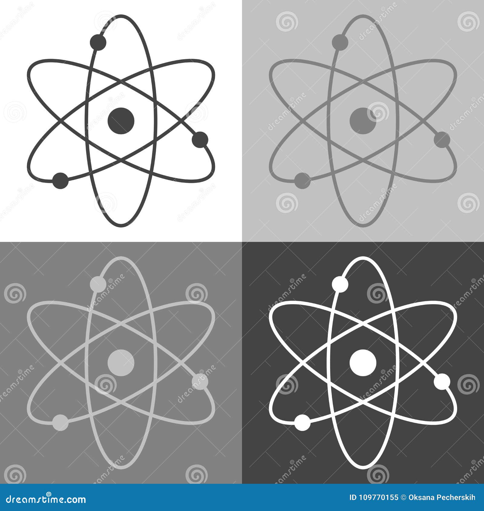 Atom Icon. Vector Atrom Set on White-grey-black Color Stock Vector ...