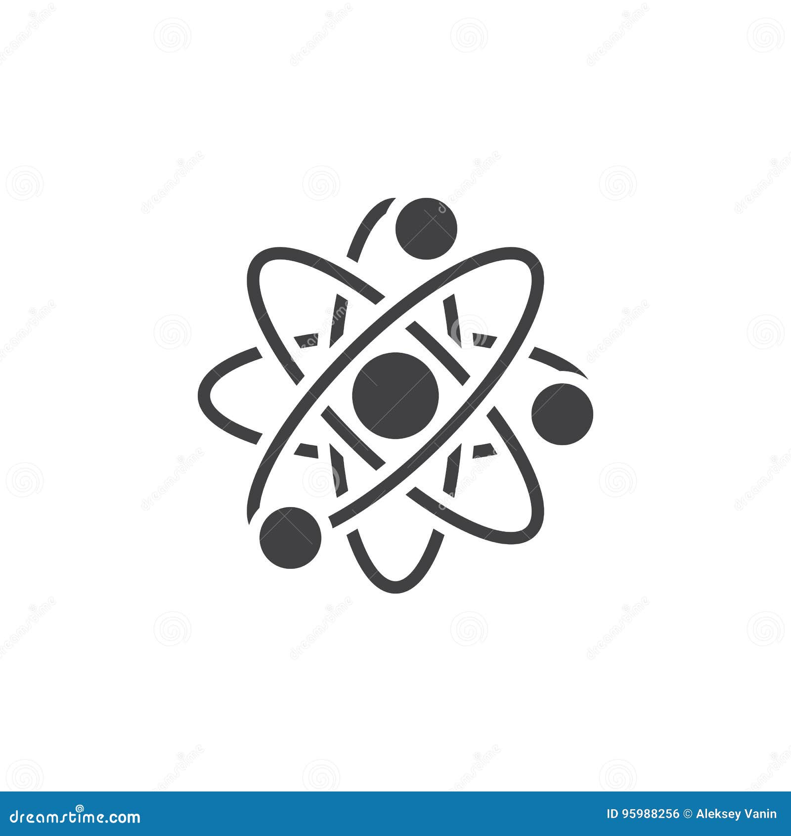 Atom Pixel Silhouette Icon. Electrons Revolve Around Proton In Orbits ...