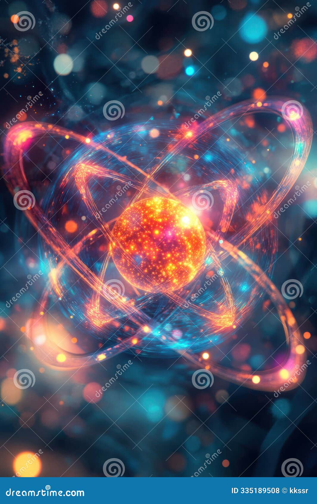 Atom Illustration, a Vibrant Digital Artwork Depicting an Atom with Its ...