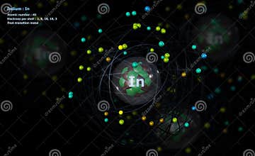 Atom of Indium with Detailed Core and Its 49 Electrons with Atoms Stock ...