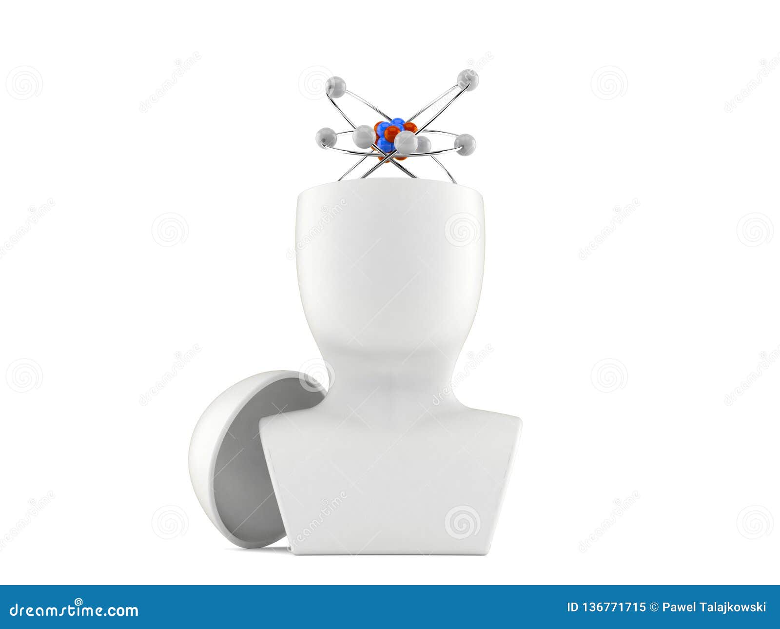 Atom inside head stock illustration. Illustration of background - 136771715