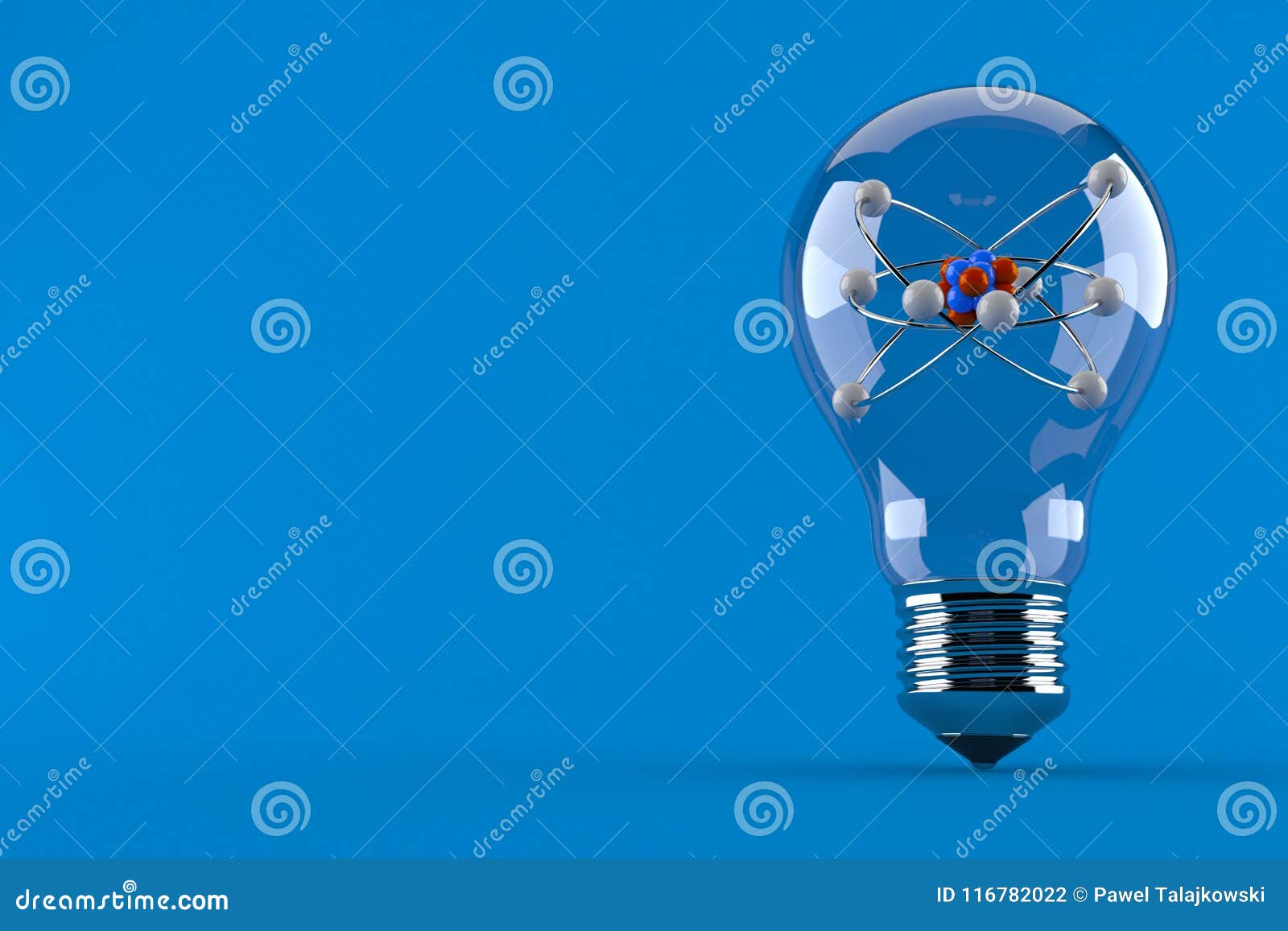 Atom inside light bulb stock illustration. Illustration of atomic ...