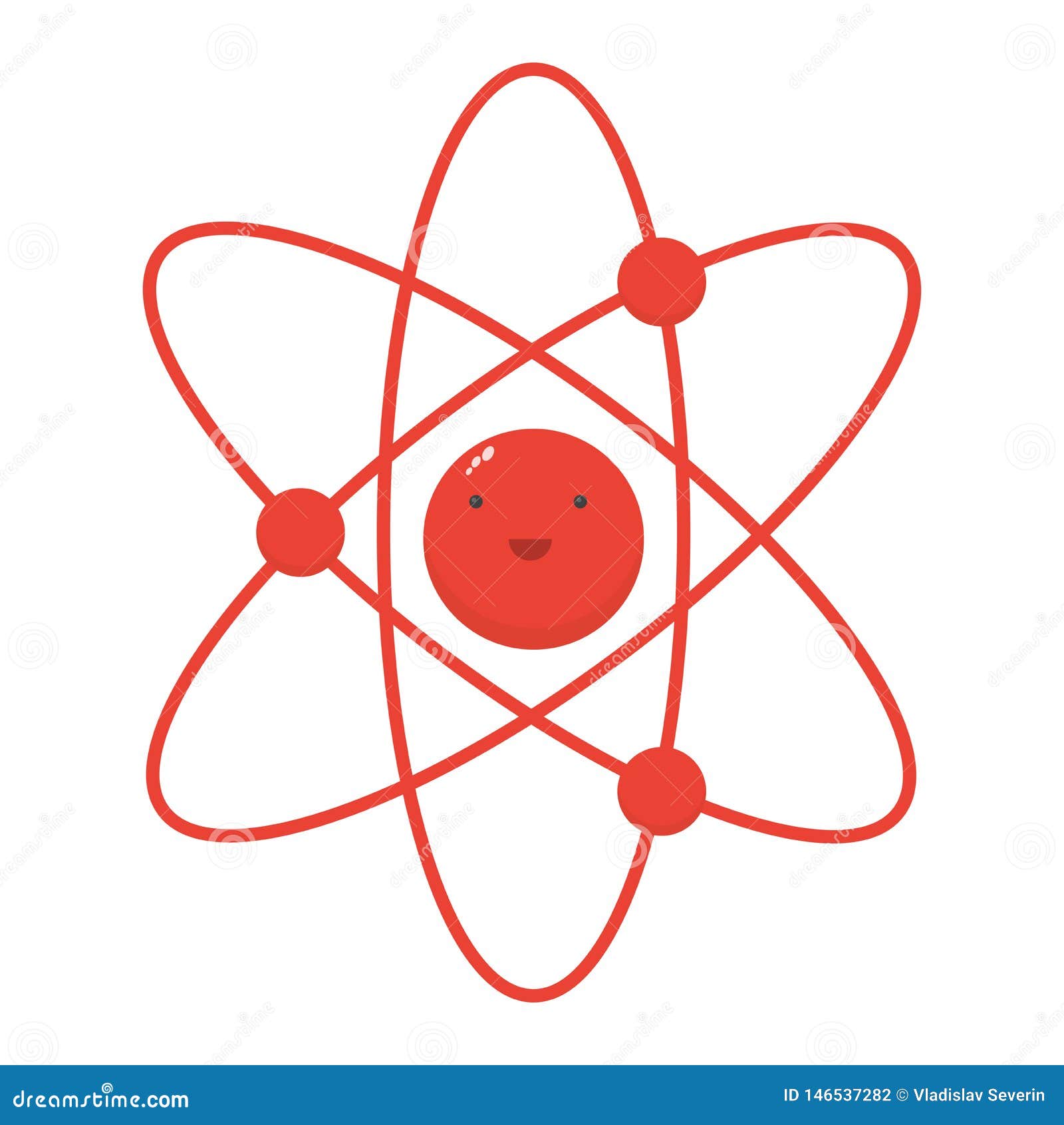 Atom is a Little Cute Character, Cute Molecule Flat Icon Stock ...