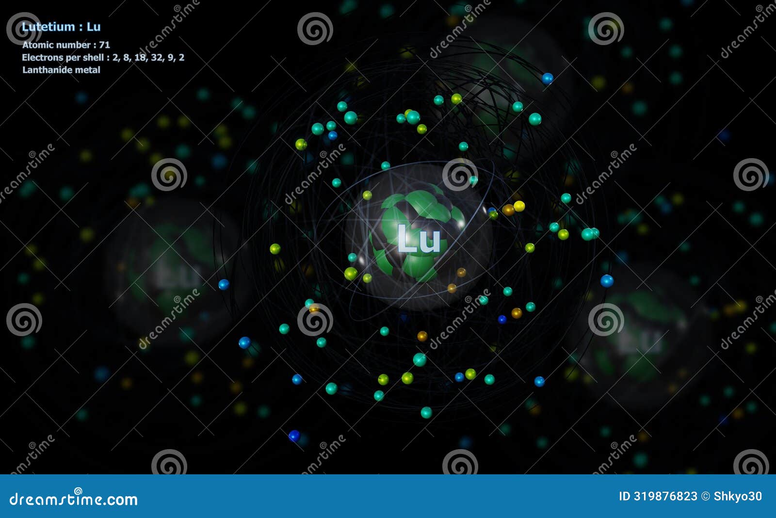 Atom of Lutetium with Detailed Core and Its 71 Electrons with Atoms ...