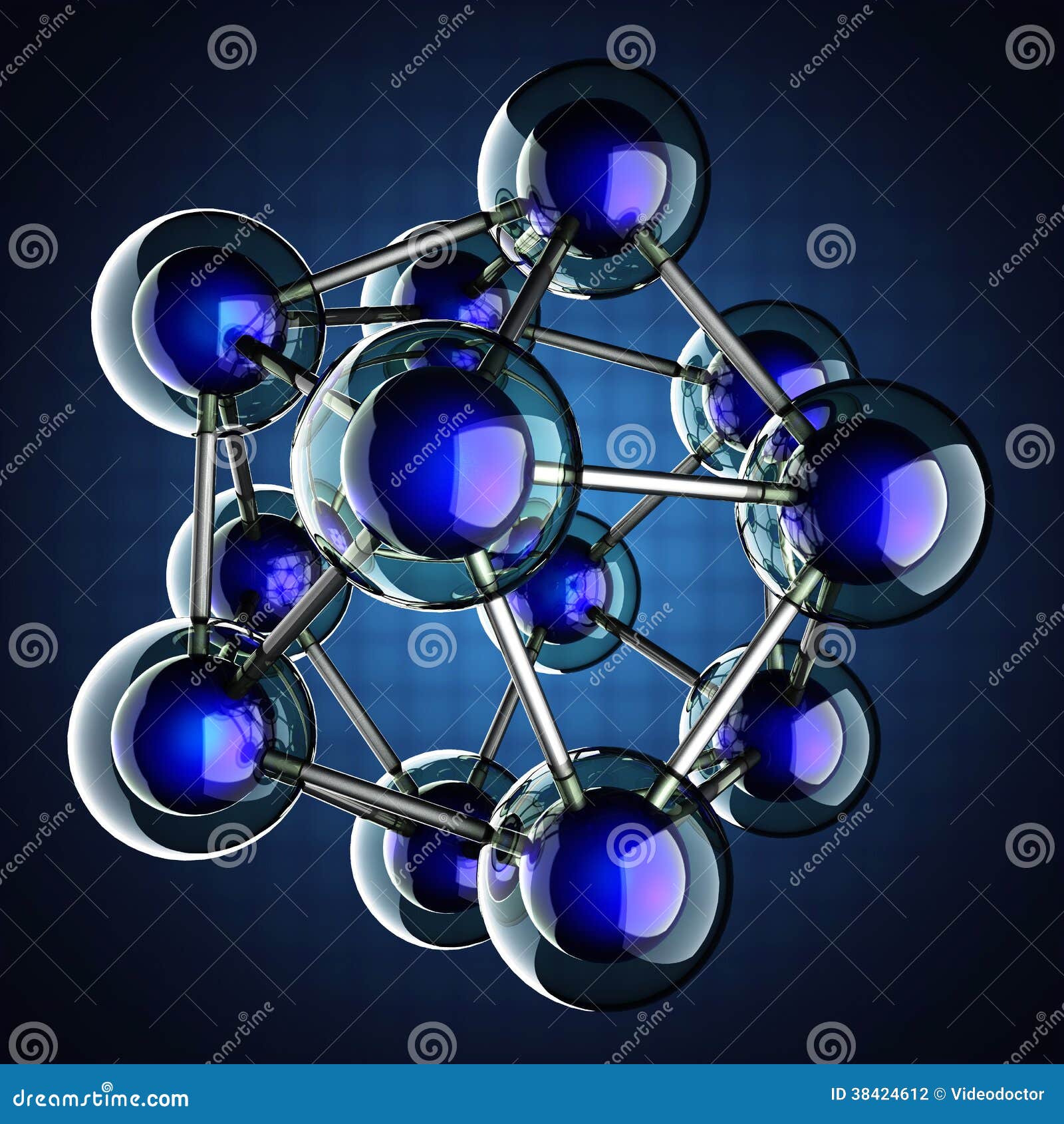 Atom Model on Blue Background Stock Illustration - Illustration of ...