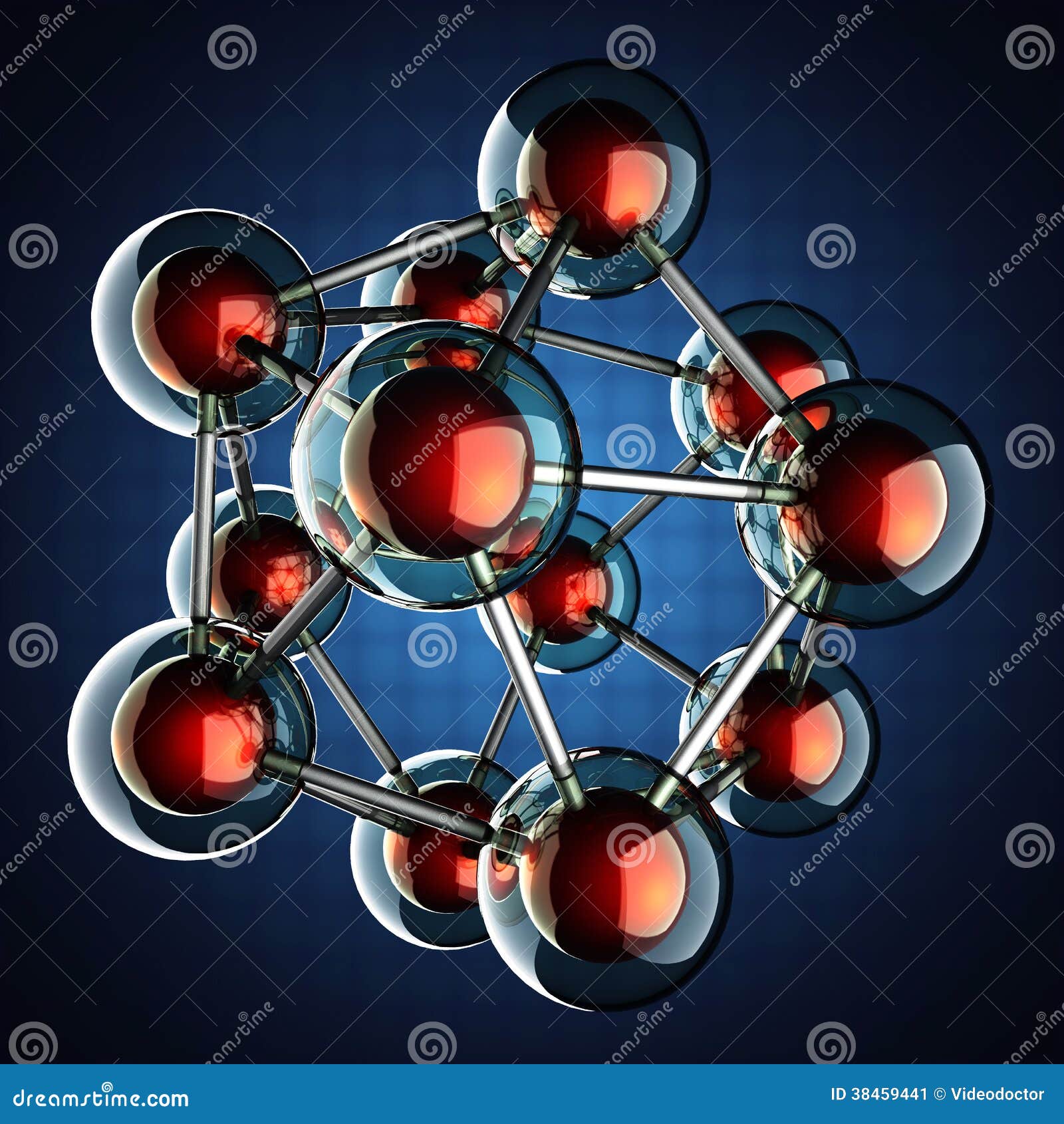 Atom Model on Blue Background Stock Illustration - Illustration of ...