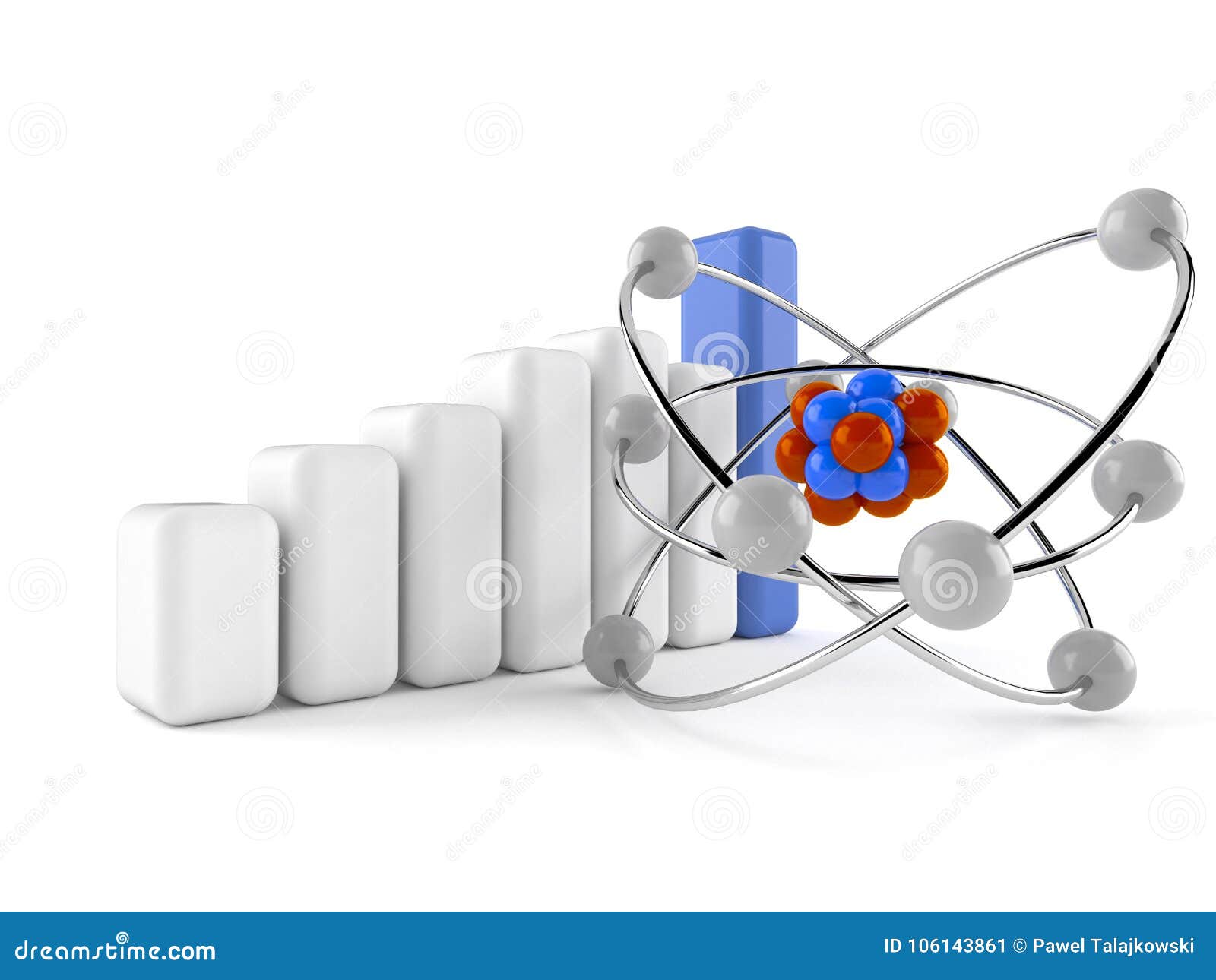 Atom model with chart stock illustration. Illustration of education ...