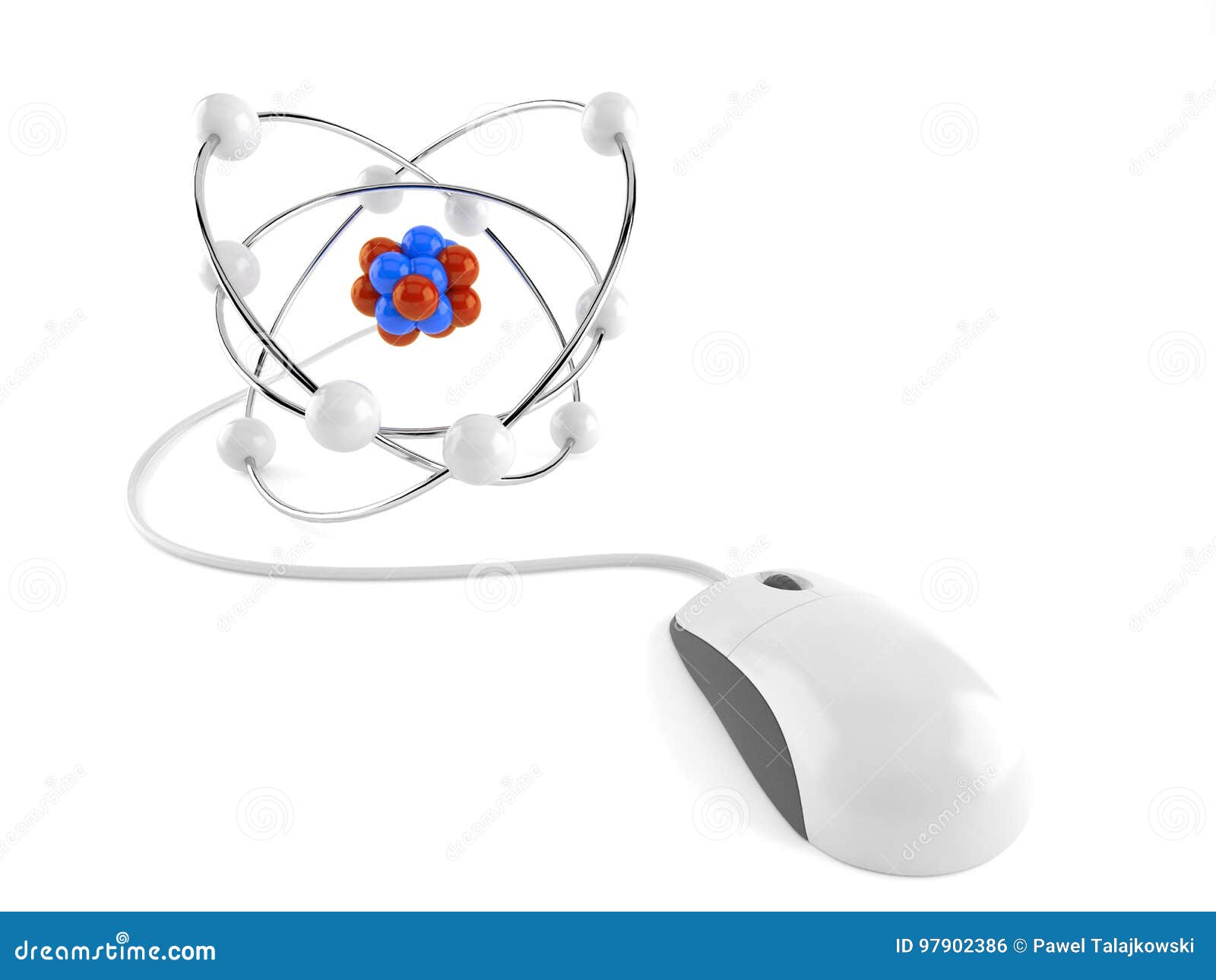 Atom Model with Computer Mouse Stock Illustration - Illustration of ...