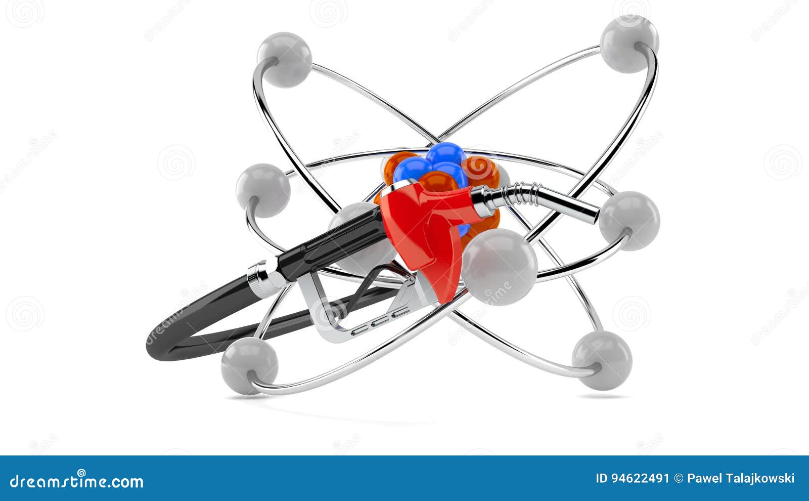 Atom Model with Gasoline Nozzle Stock Illustration - Illustration of ...