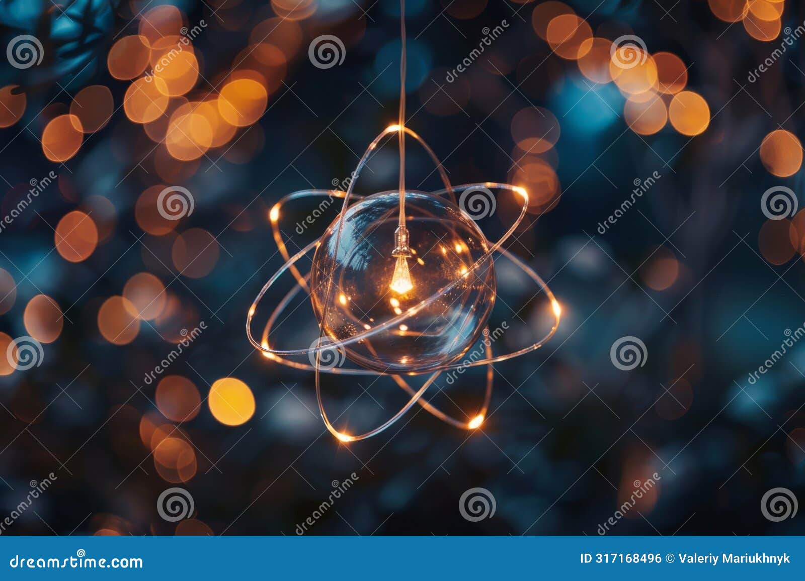 Atom Model with Glowing Orbitals and Bokeh Backdrop. Generative AI ...