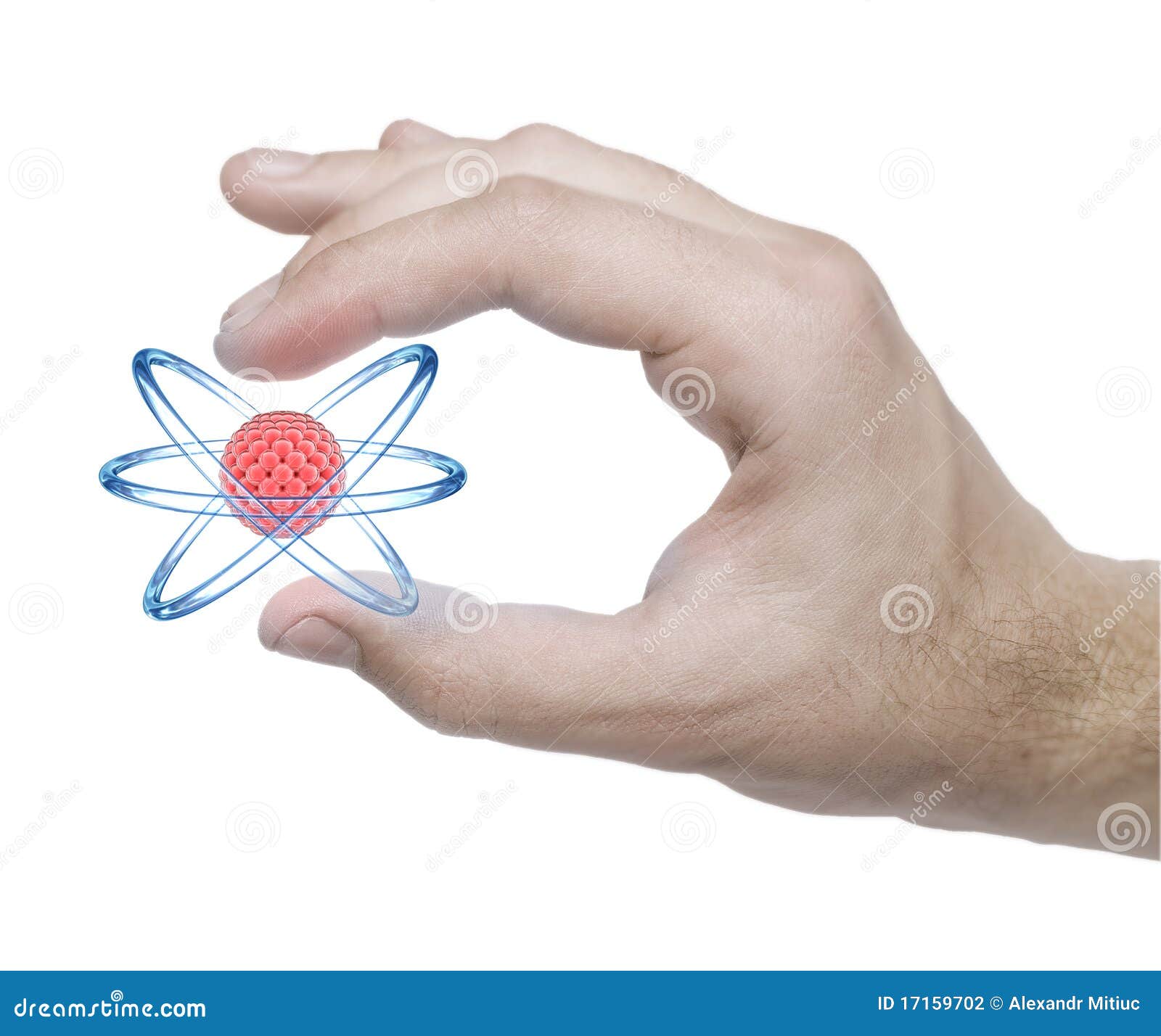 Atom model in the hand stock illustration. Illustration of scientist ...