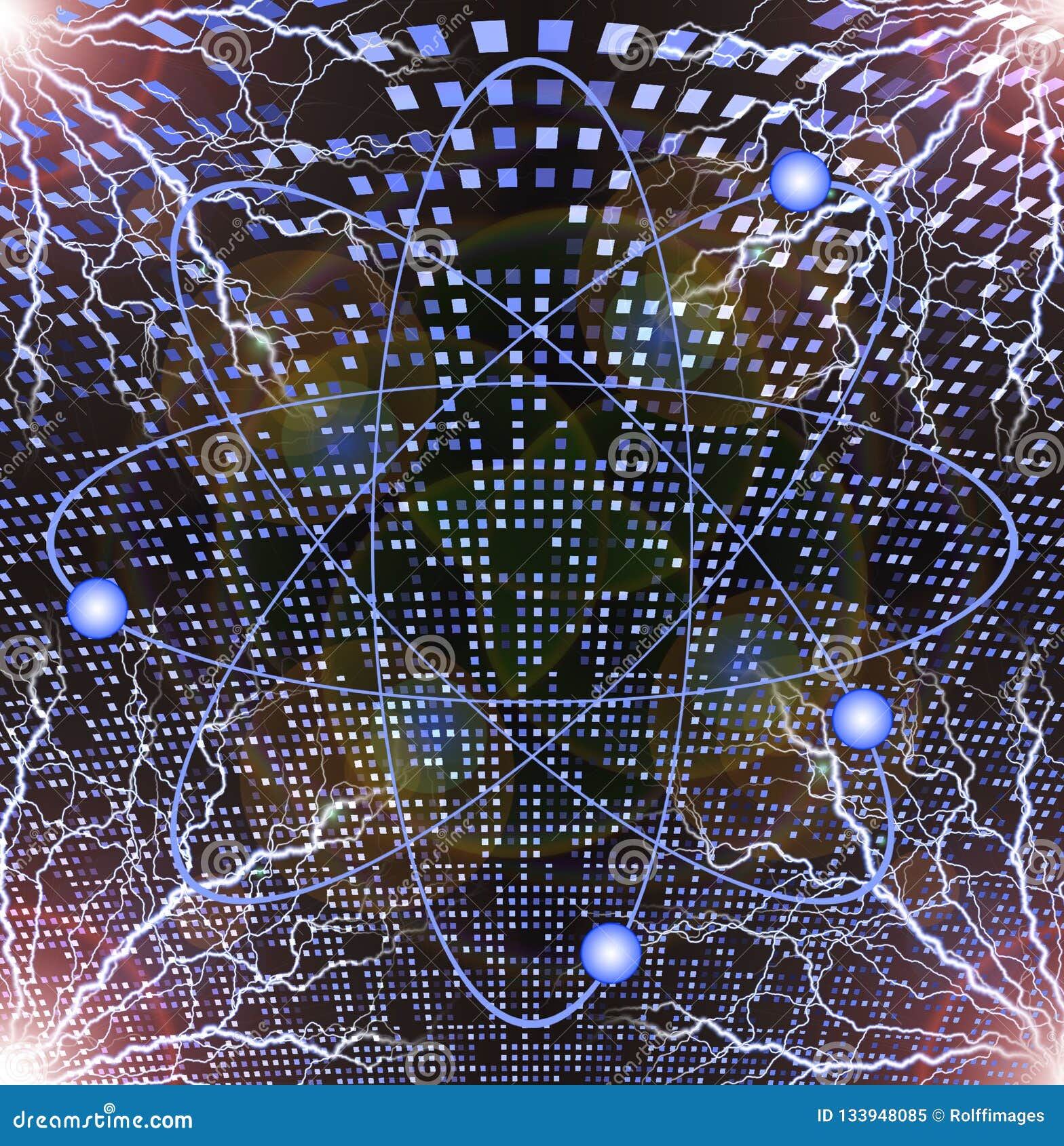 Atom model stock illustration. Illustration of chemistry - 133948085