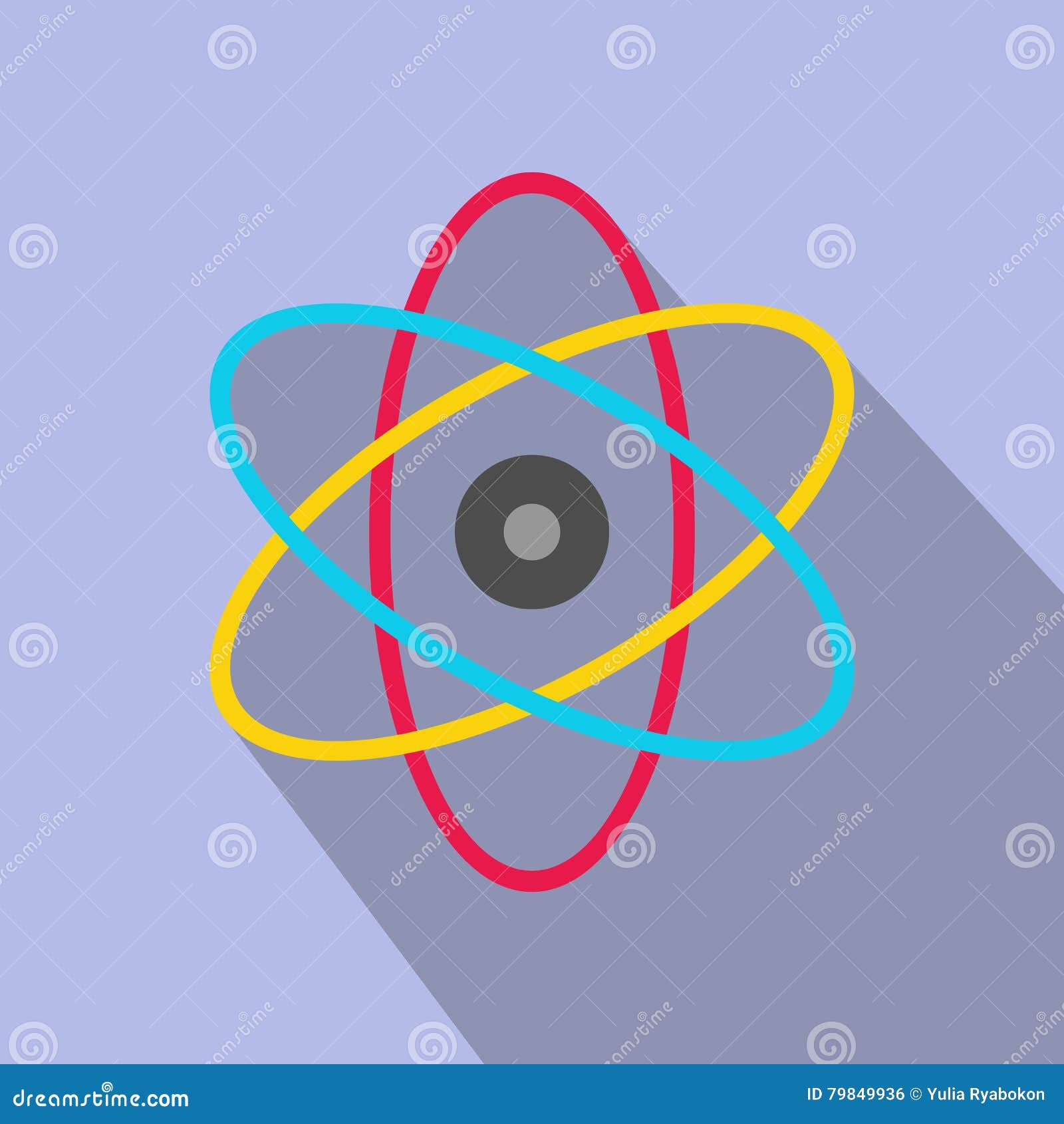 Atom modern flat icon stock vector. Illustration of colorful - 79849936