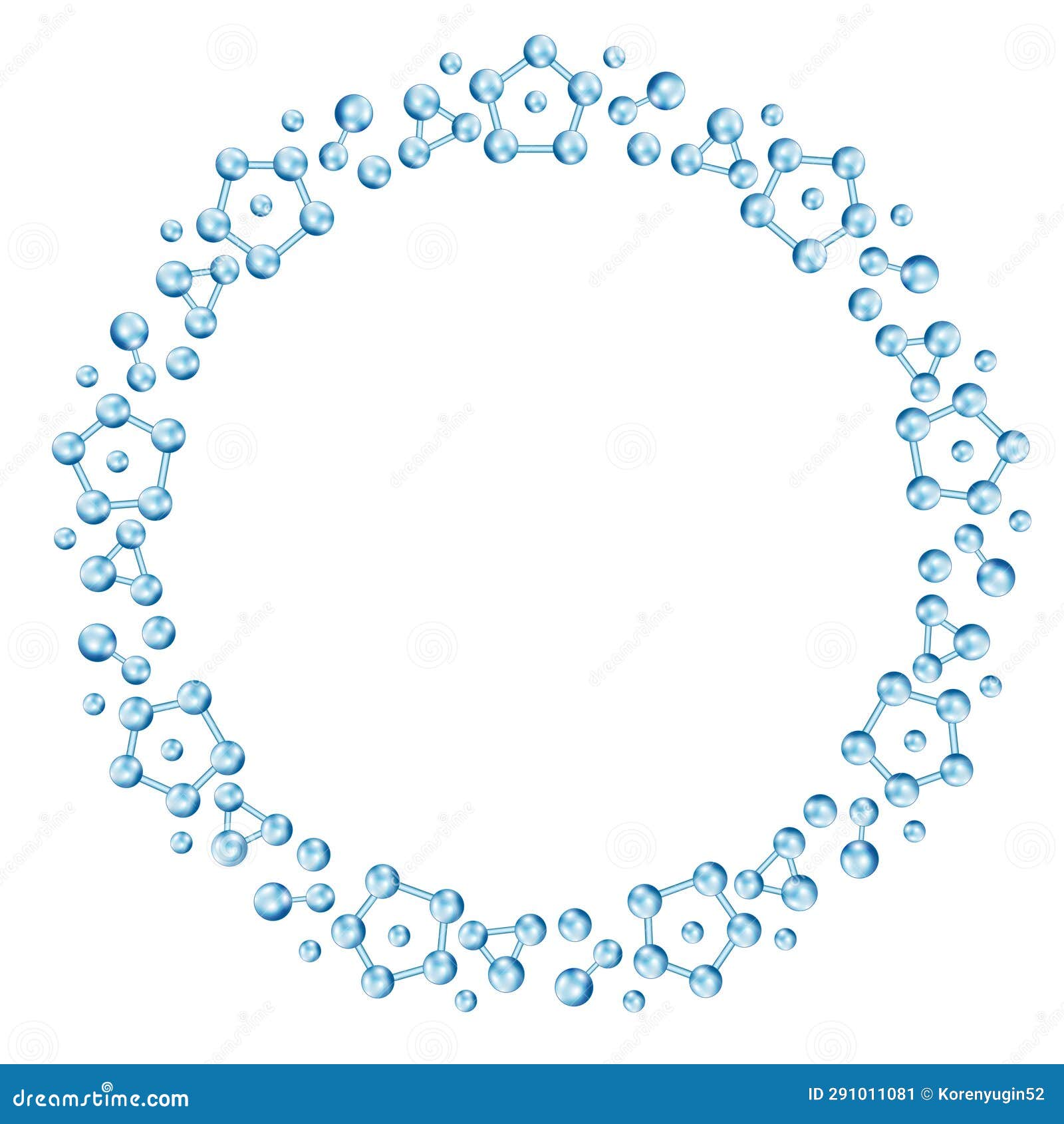Atom and Molecule Art Drawn Round Frame Stock Illustration ...