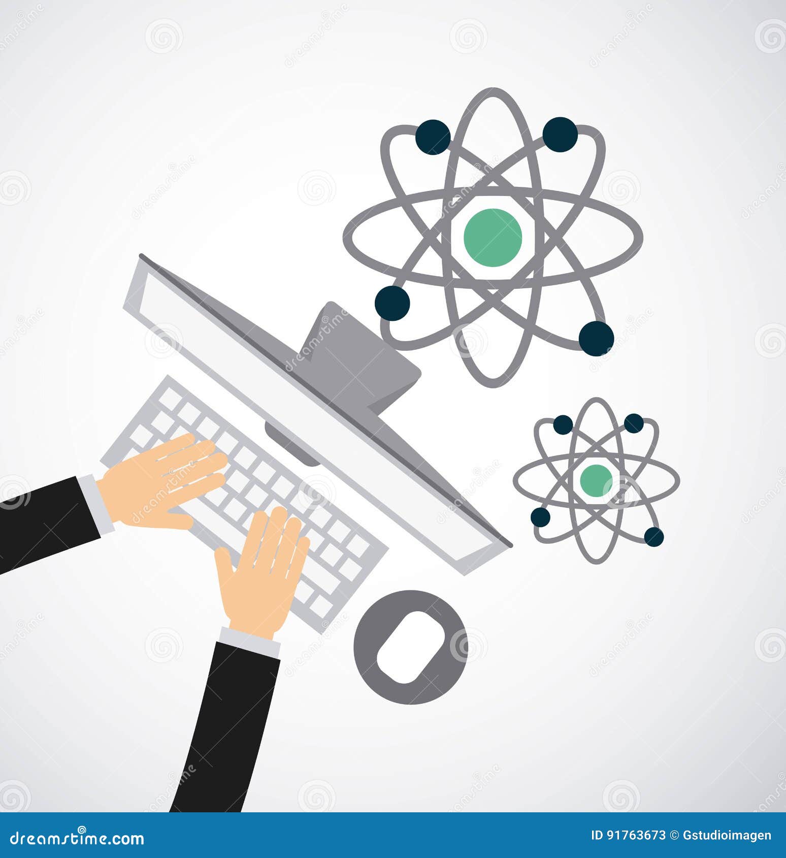 Atom Molecule with Computer Stock Vector - Illustration of icon ...