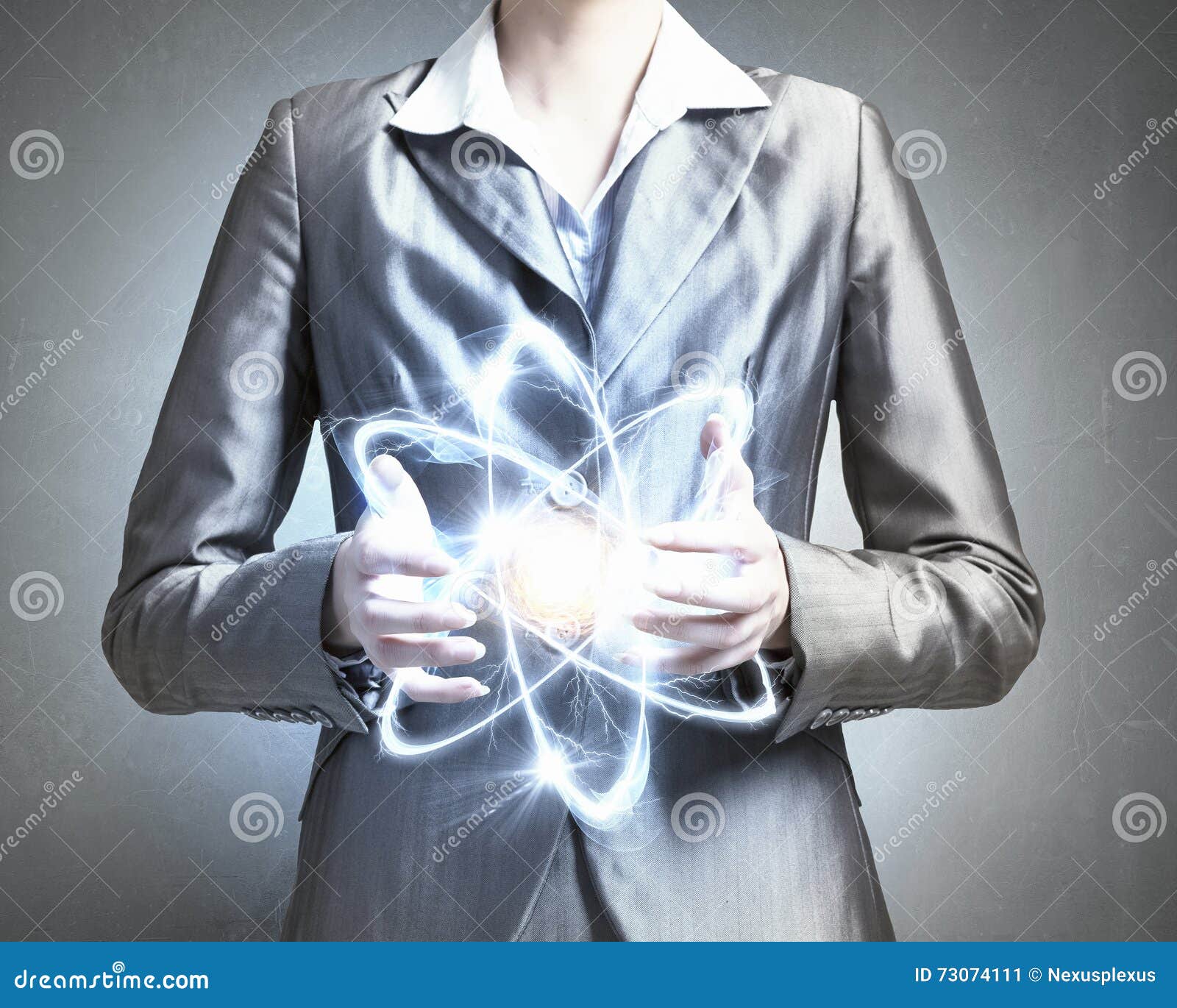 Atom molecule in hands stock image. Image of research - 73074111