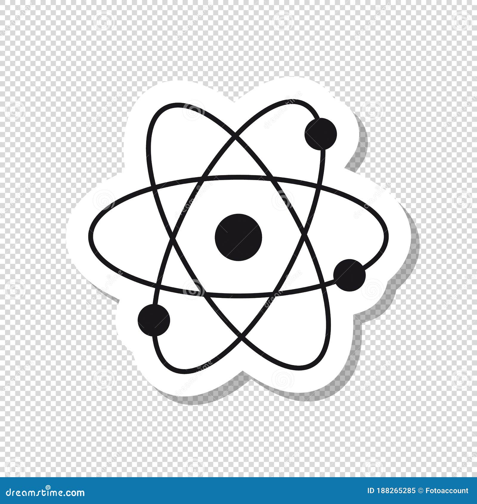 Atom Molecule Icon - Black and White Vector Illustration - Isolated on ...