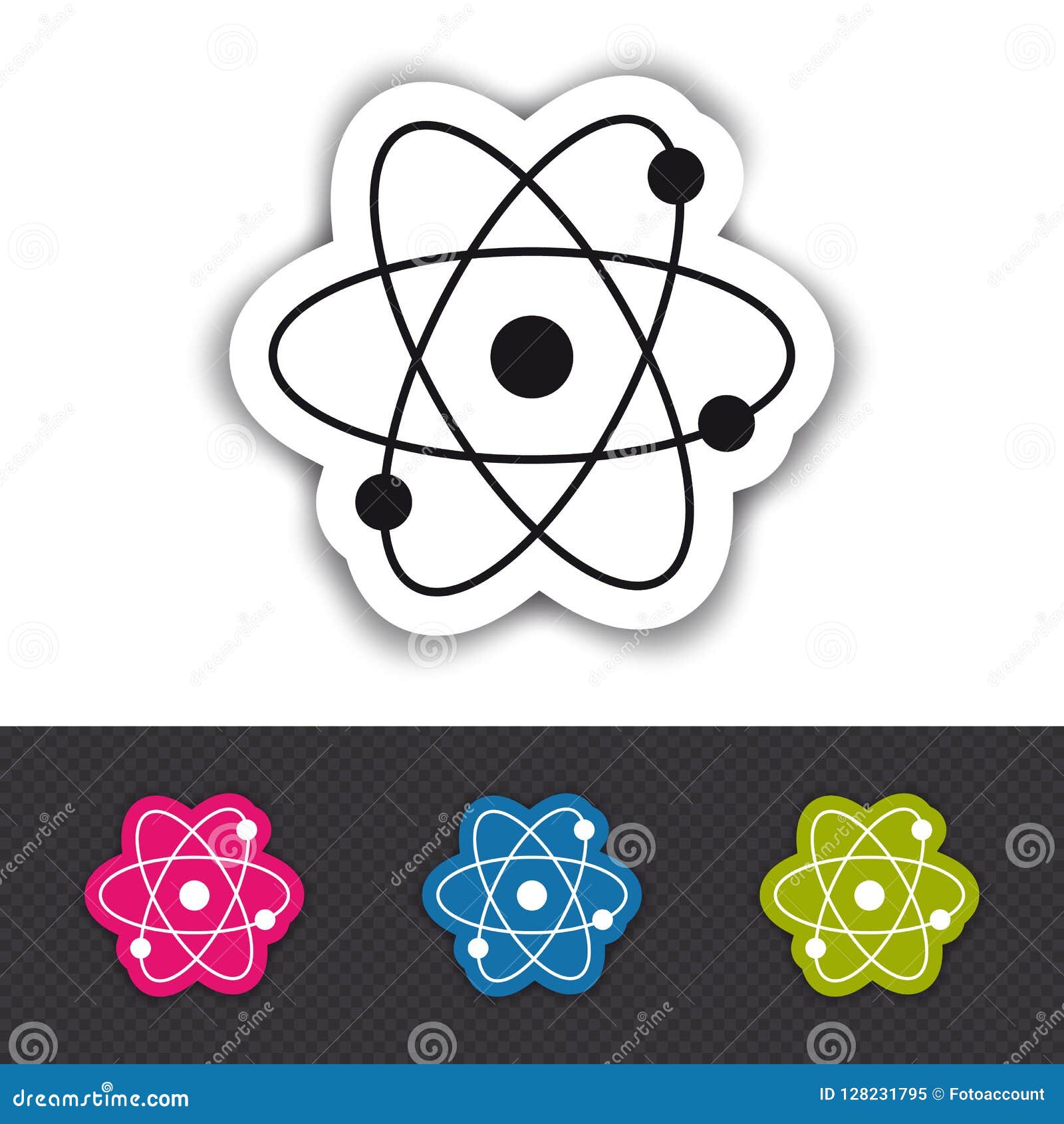 Atom Molecule Icon - Colorful Vector Illustration - Isolated on White ...