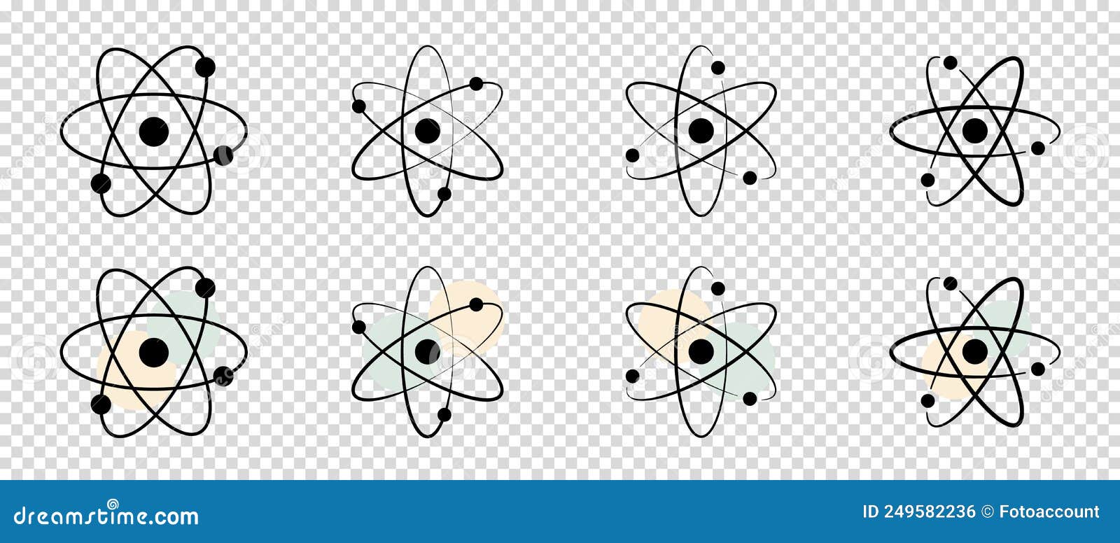 Atom Molecule Icon Symbol Set - Different Vector Illustrations Isolated ...