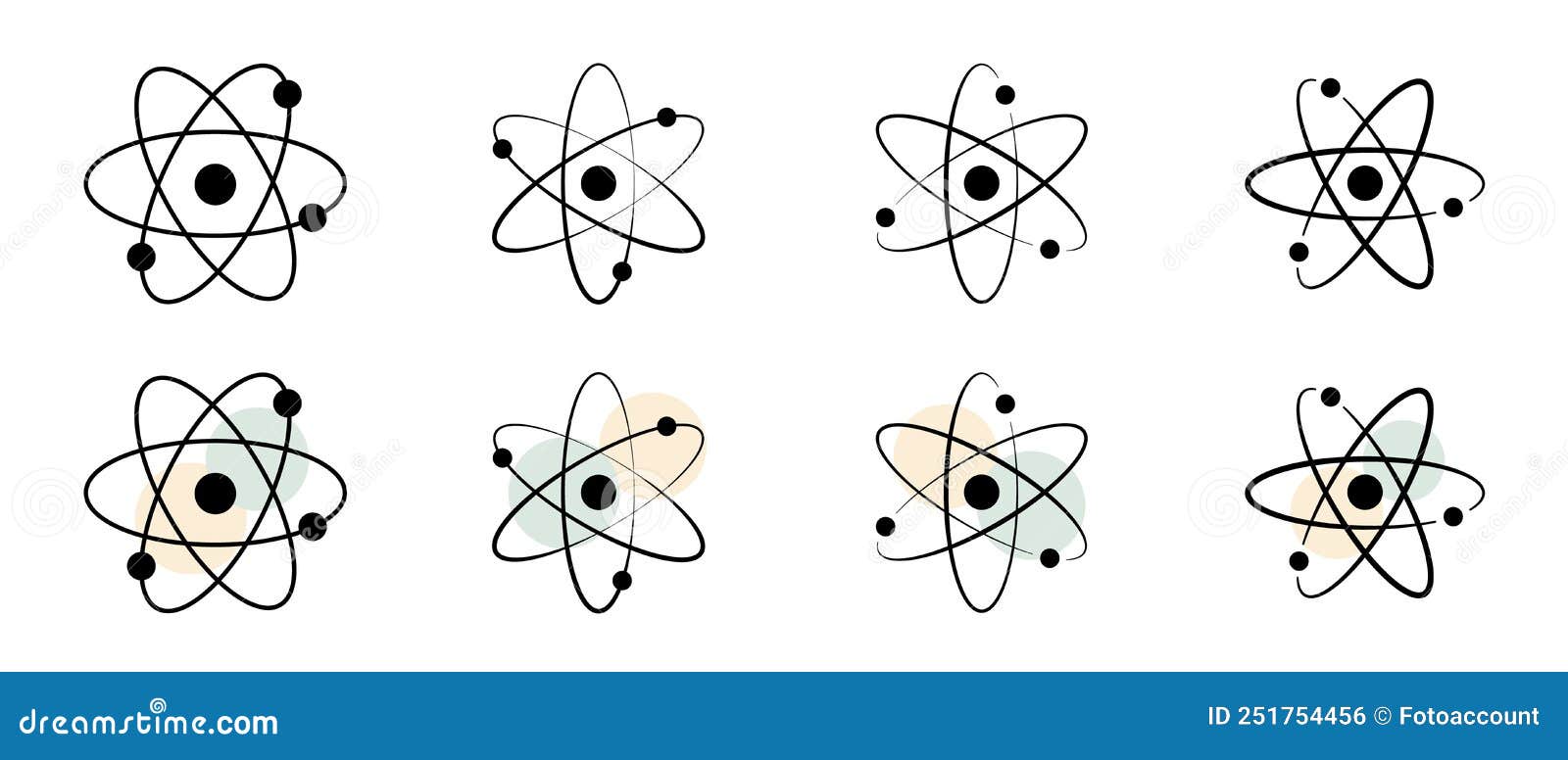 Atom Molecule Icon Symbol Set - Different Vector Illustrations Isolated ...