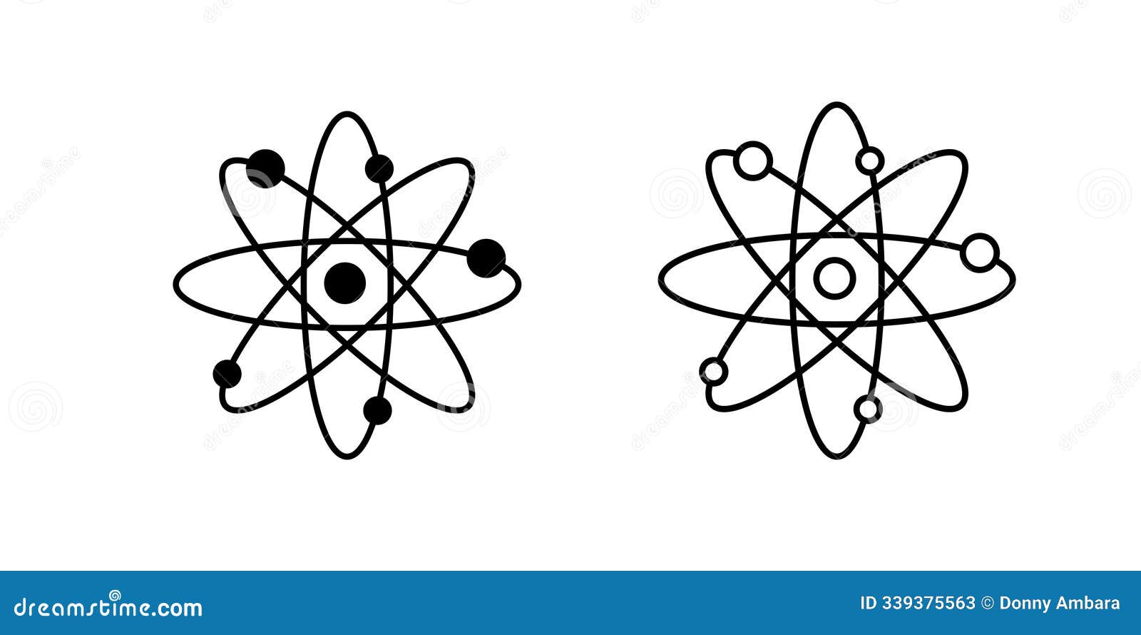 Atom Icon in Line Design. Set Gray Molecule Symbol or Atom Symbol ...