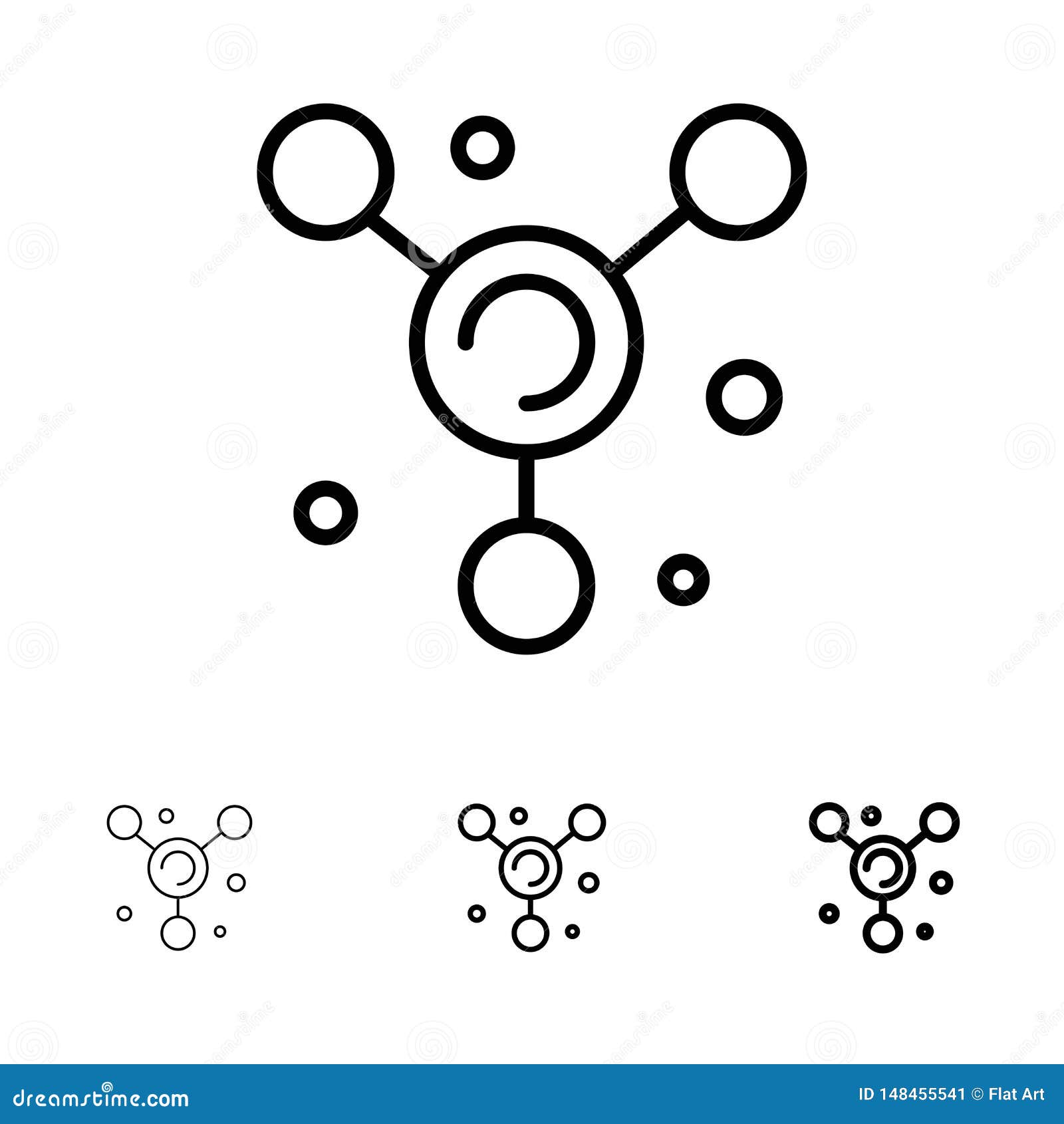 Atom, Molecule, Science Bold and Thin Black Line Icon Set Stock Vector ...