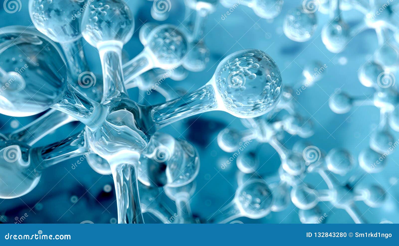 Atom Molecule Structure on Blue Background Stock Illustration ...