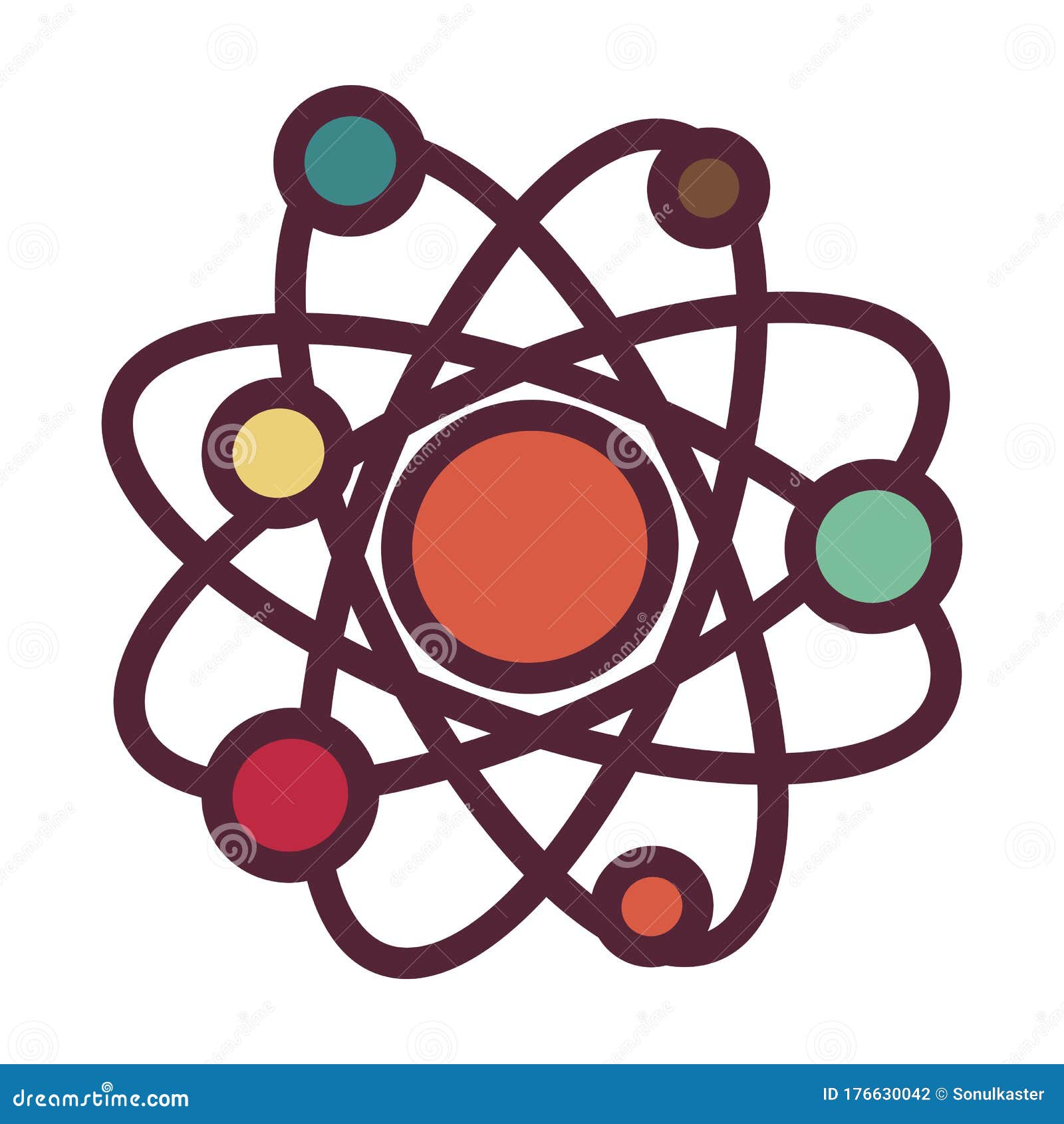 Atom or Molecule Structure Isolated Icon, Education and Science Stock ...