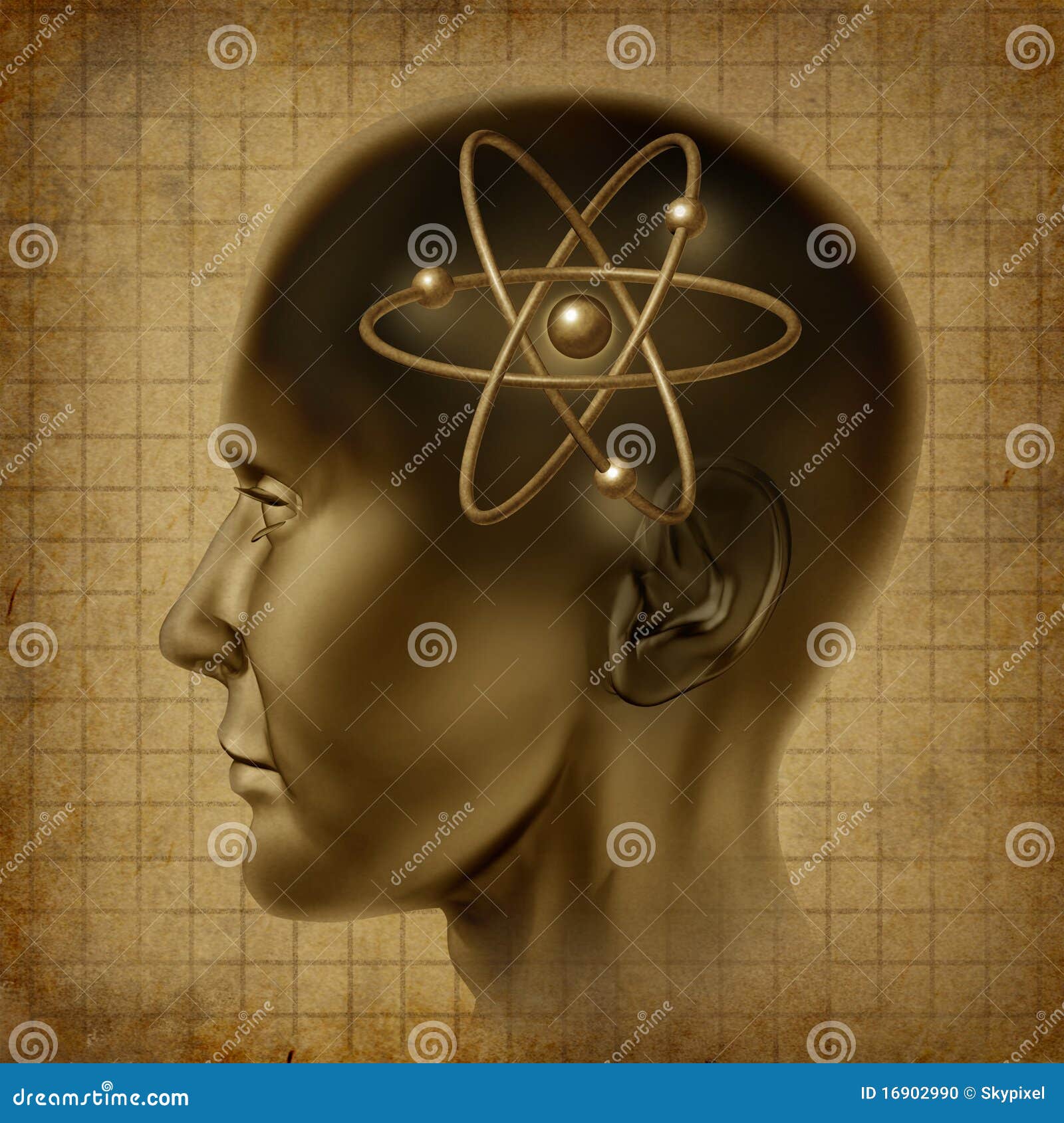 Atom Molecule Symbol Brain Old Stock Illustration - Illustration of ...