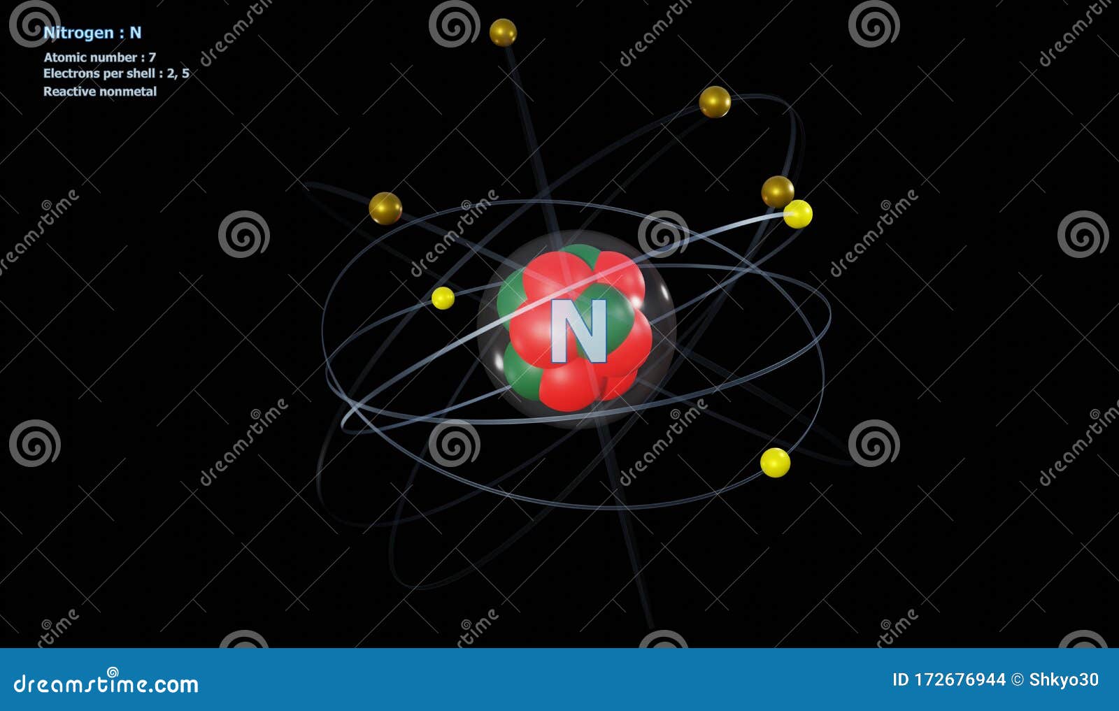 Atom of Nitrogen with Core and 7 Electrons Stock Illustration ...