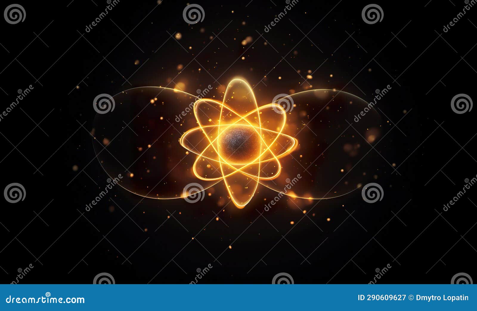 Atom Nuclear Particle with Orbit of Electron or Proton, Colorful ...