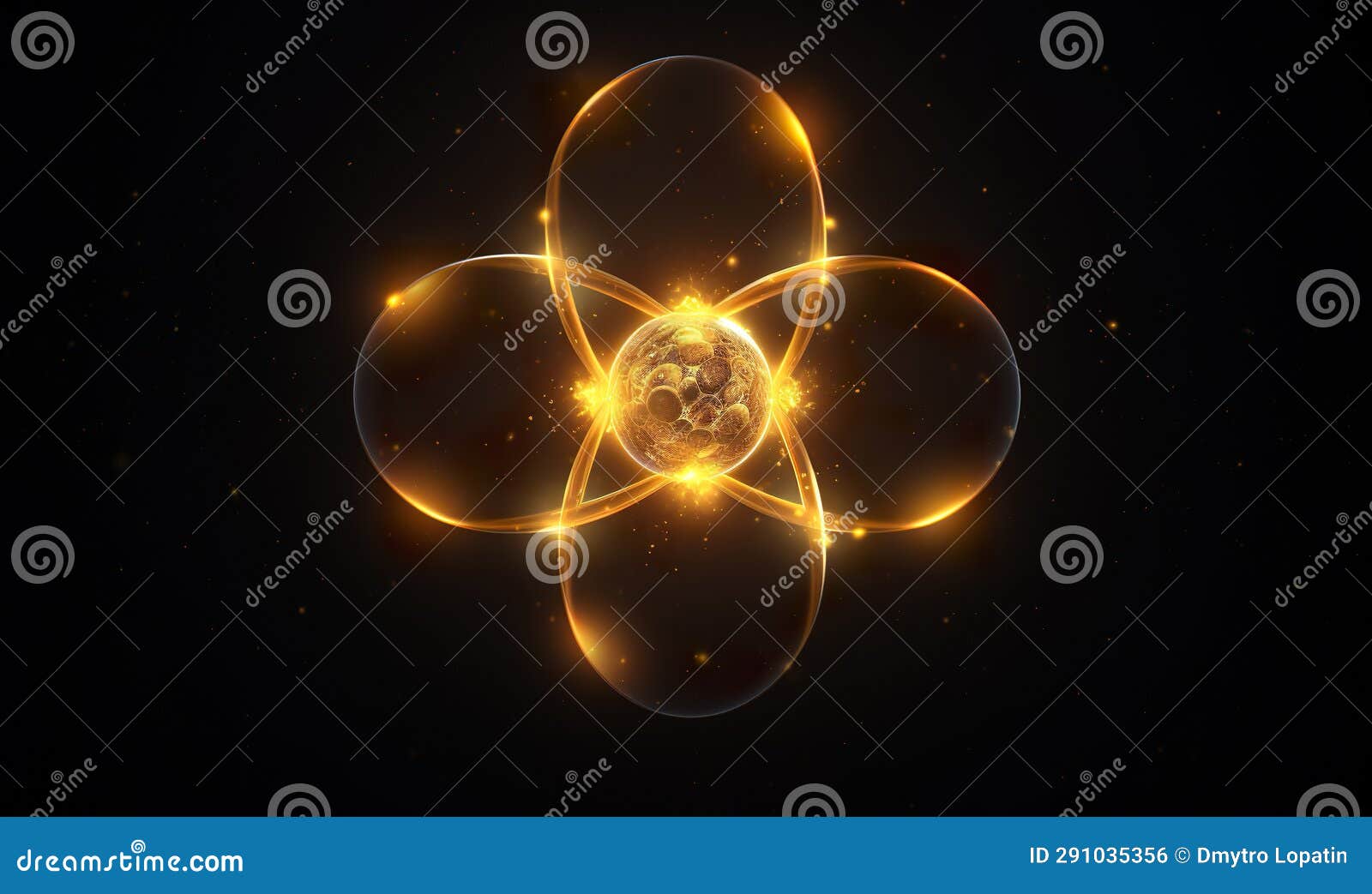 Atom Nuclear Particle with Orbit of Electron or Proton, Colorful ...