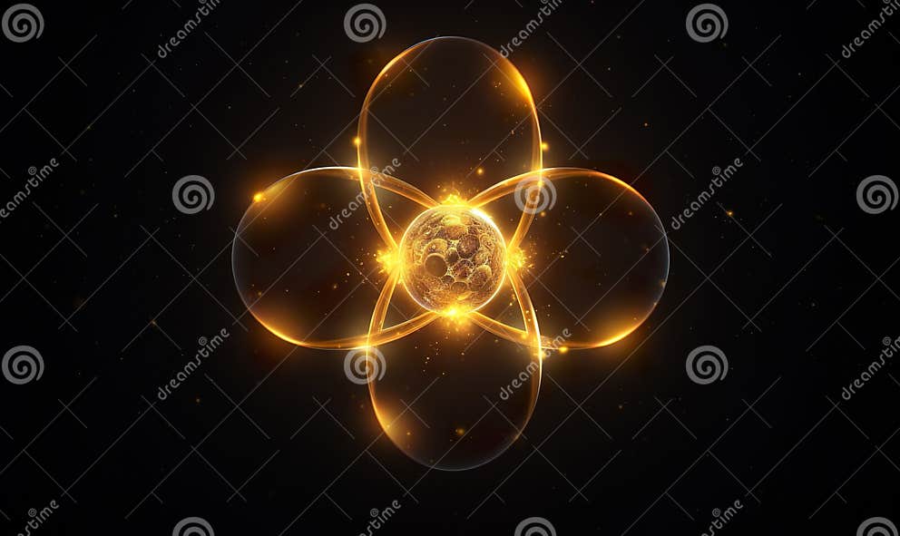 Atom Nuclear Particle with Orbit of Electron or Proton, Colorful ...