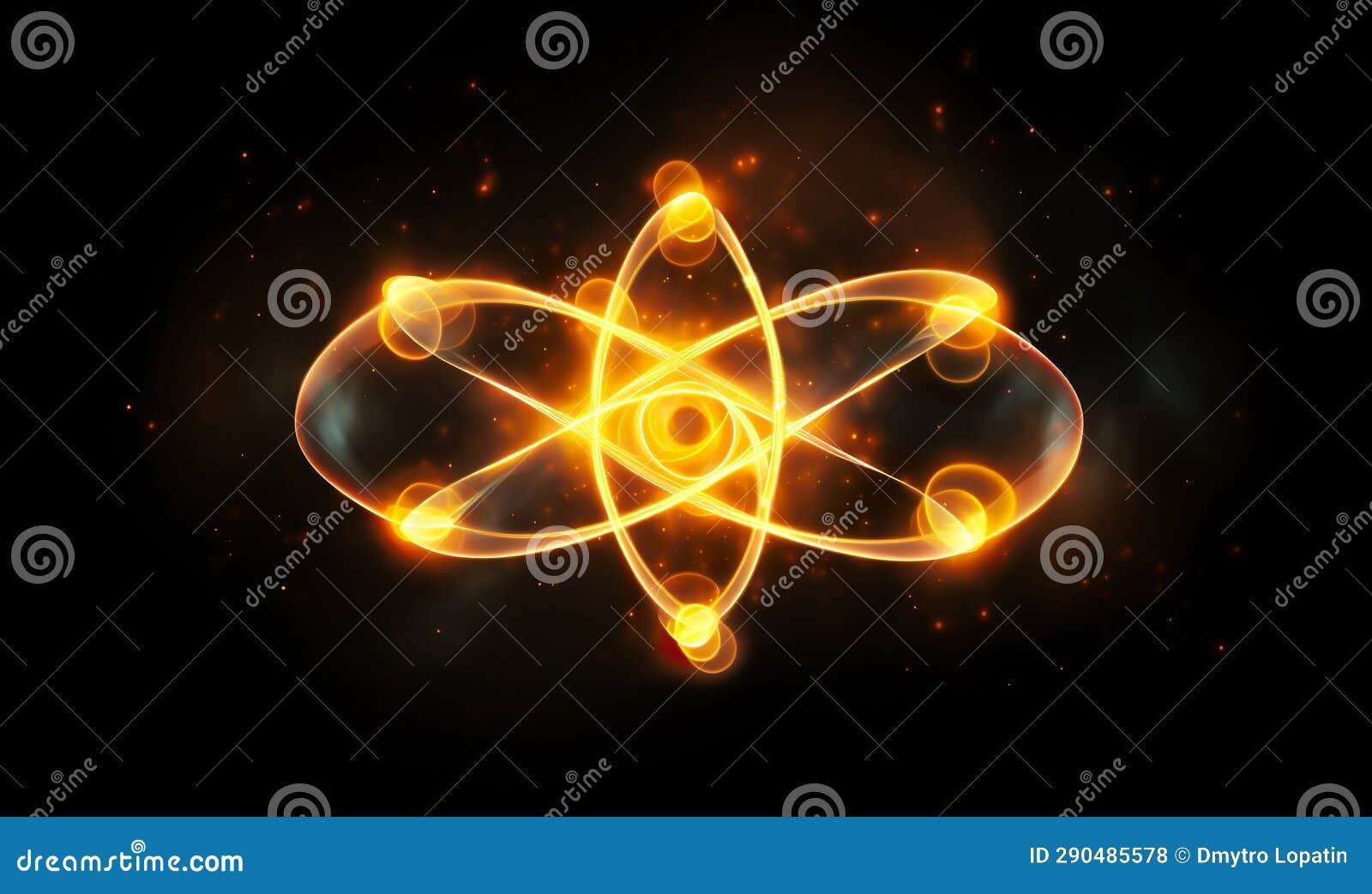 Atom Nuclear Particle with Orbit of Electron or Proton, Colorful ...