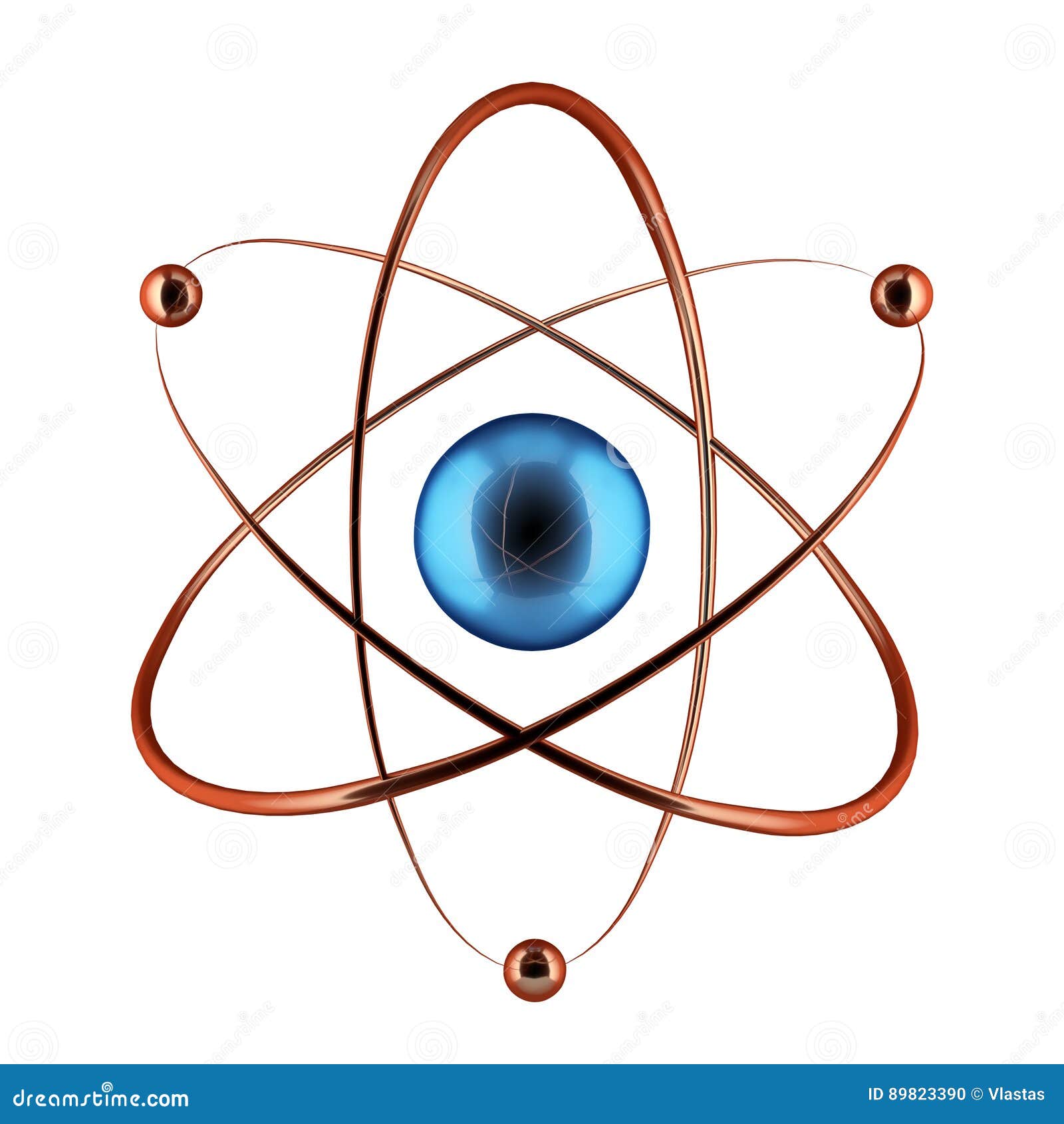 Atom of nuclear shape. stock illustration. Illustration of chrome ...