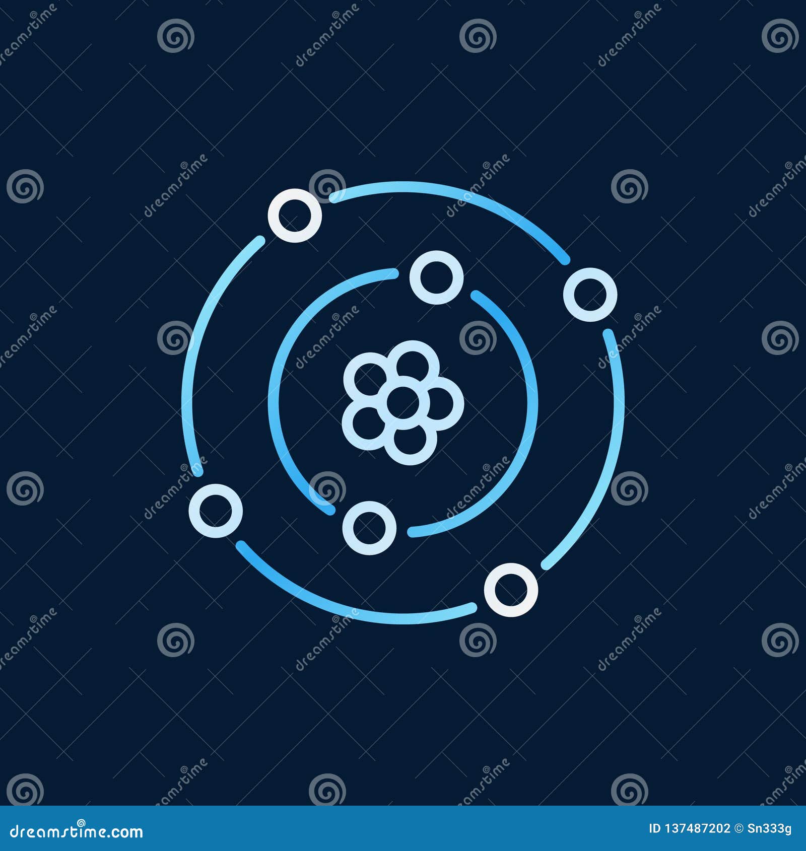 Atom with Nucleus and Electrons Colored Linear Vector Icon Stock Vector ...