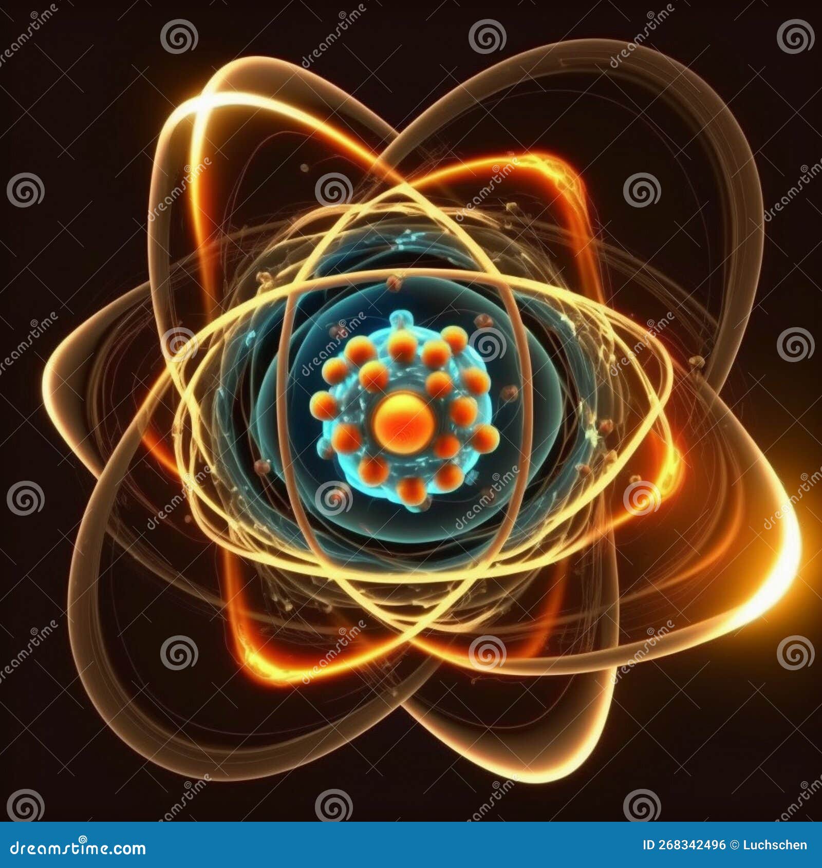 Atom with a Nucleus of Protons and Neutrons and Orbits of Electrons ...