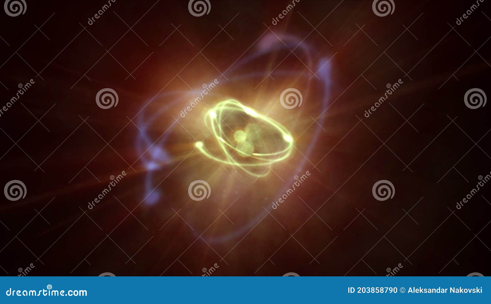 Atom orbit light in space stock illustration. Illustration of chemical ...