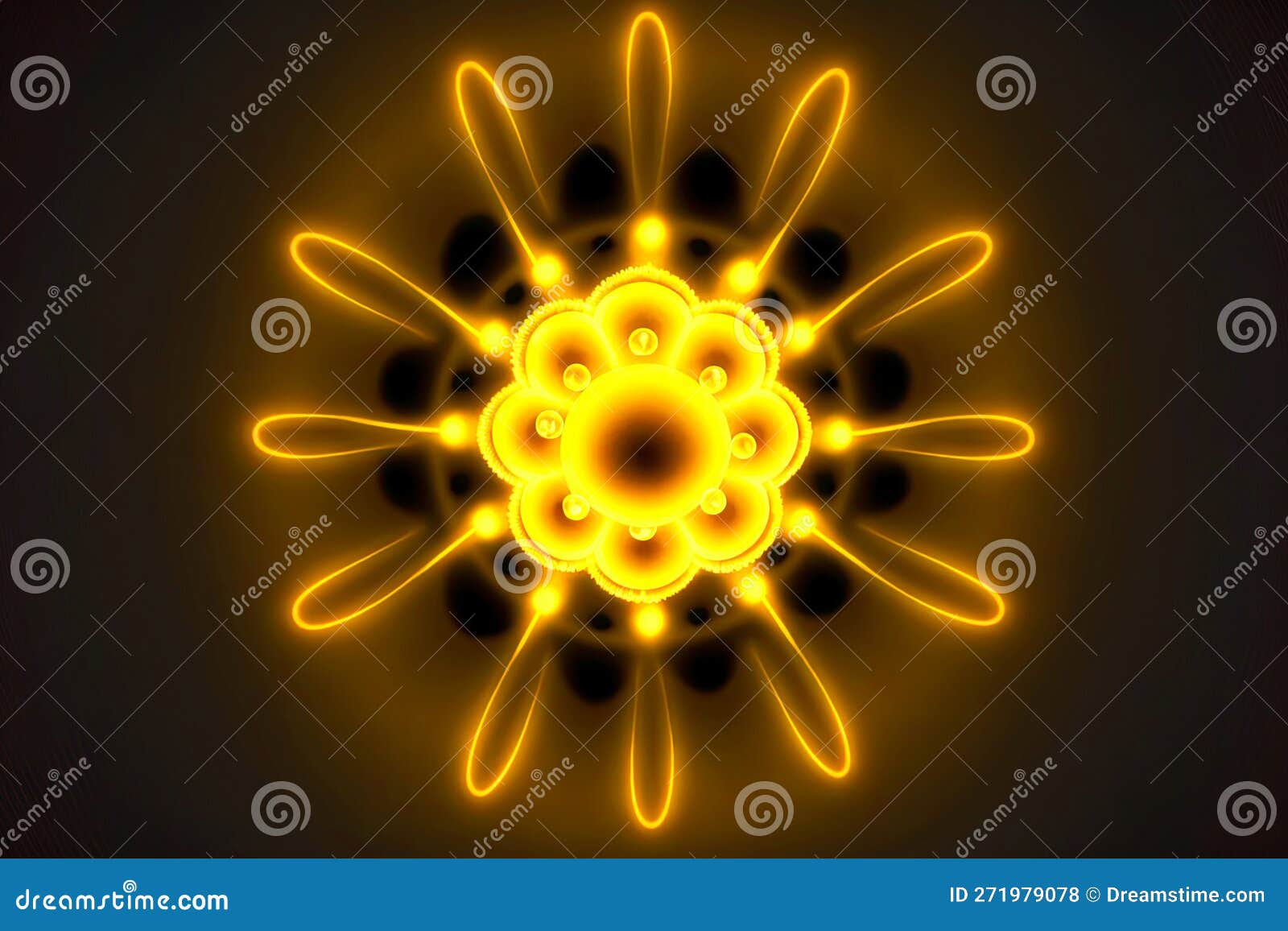 Atom Orbit Model of Yellow Glowing Particles with Divergent Rays Stock ...