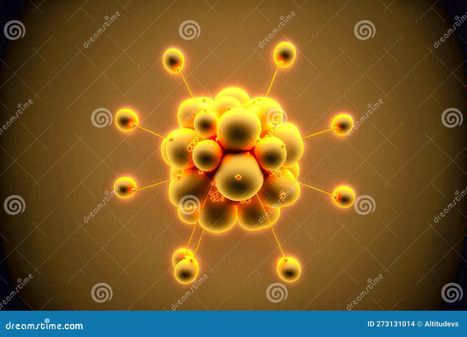 Atom Orbit Model of Yellow Glowing Particles with Divergent Rays Stock ...