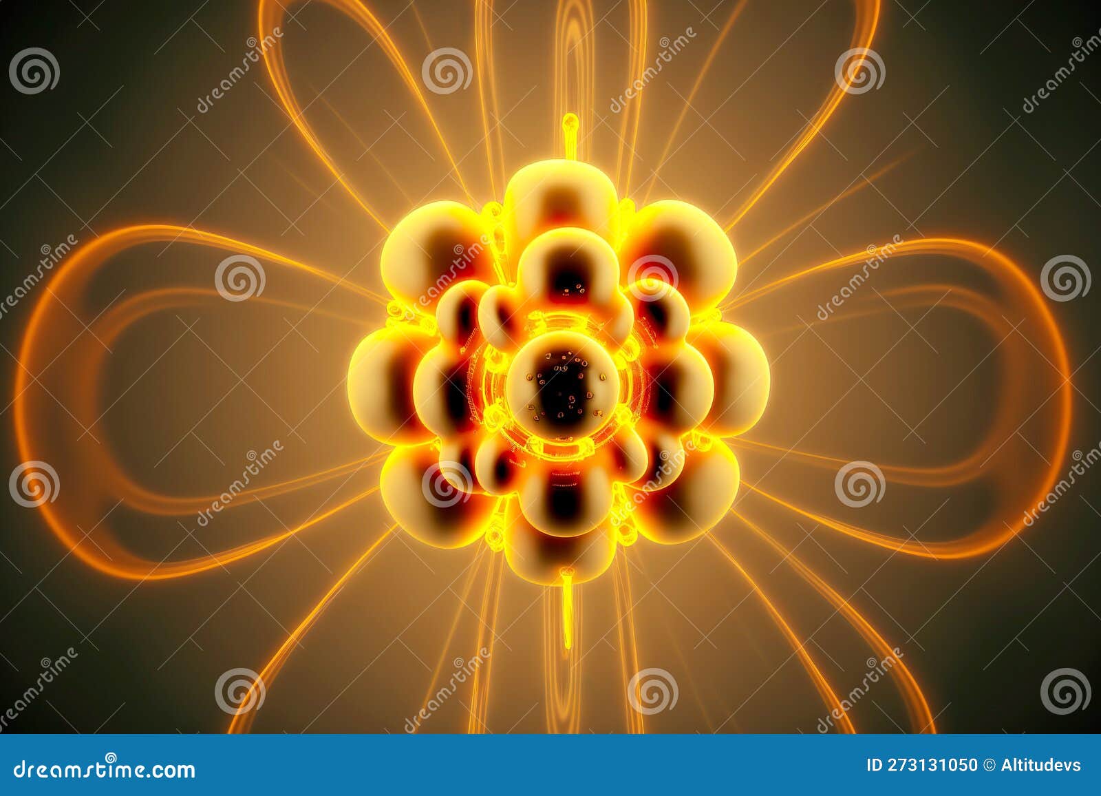 Atom Orbit Model of Yellow Glowing Particles with Divergent Rays Stock ...
