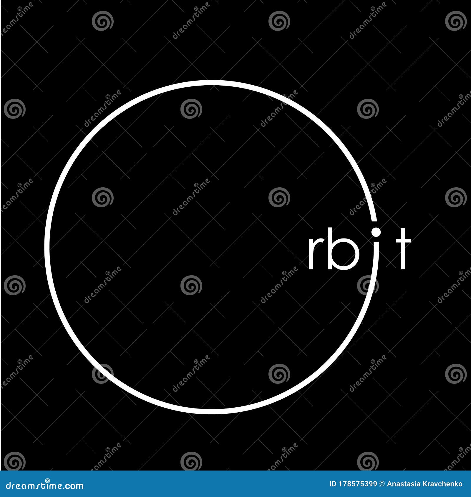Atom Orbit Symbol on Black Square on the White Background Text with ...