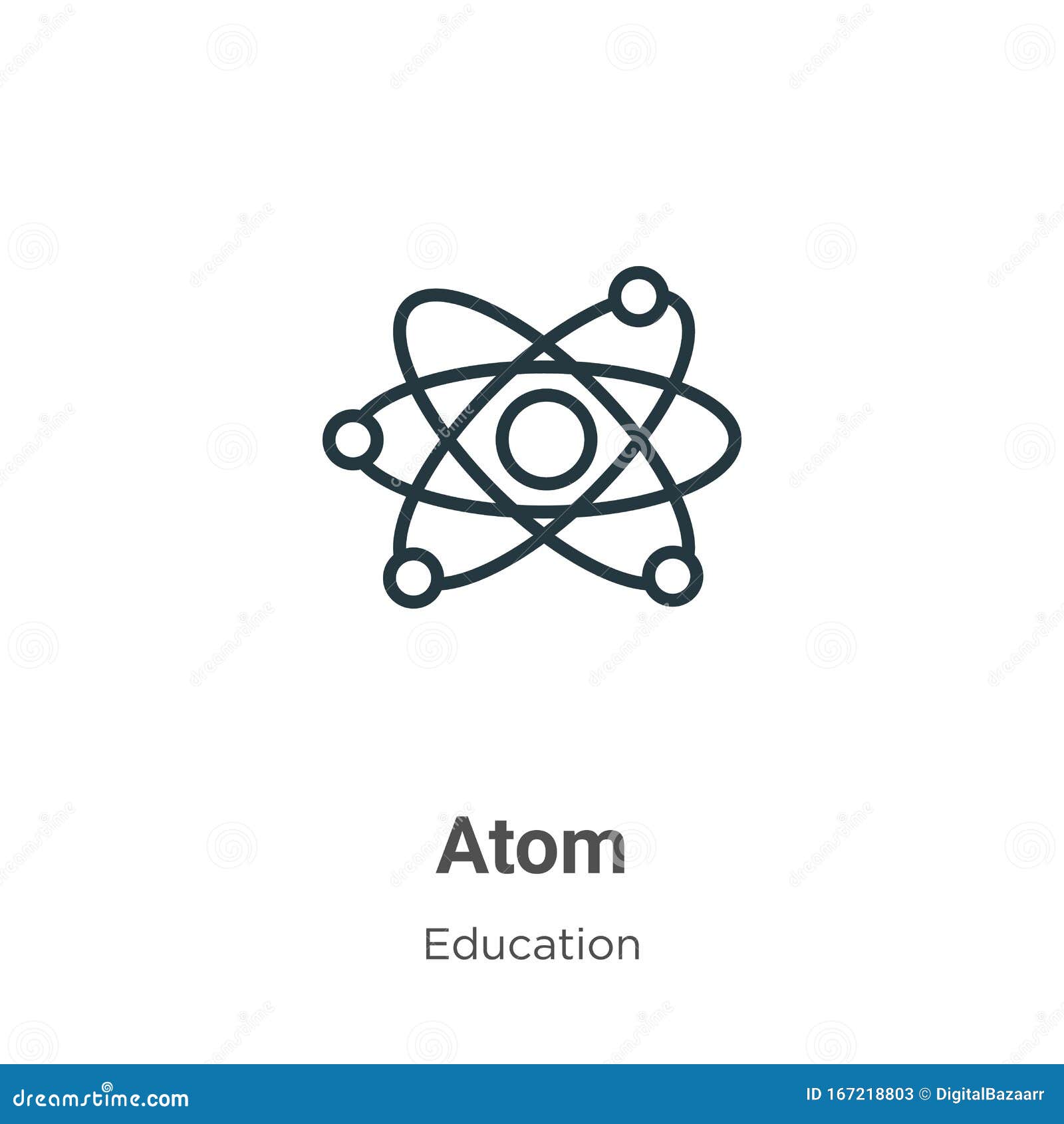 Atom Outline Vector Icon. Thin Line Black Atom Icon, Flat Vector Simple ...